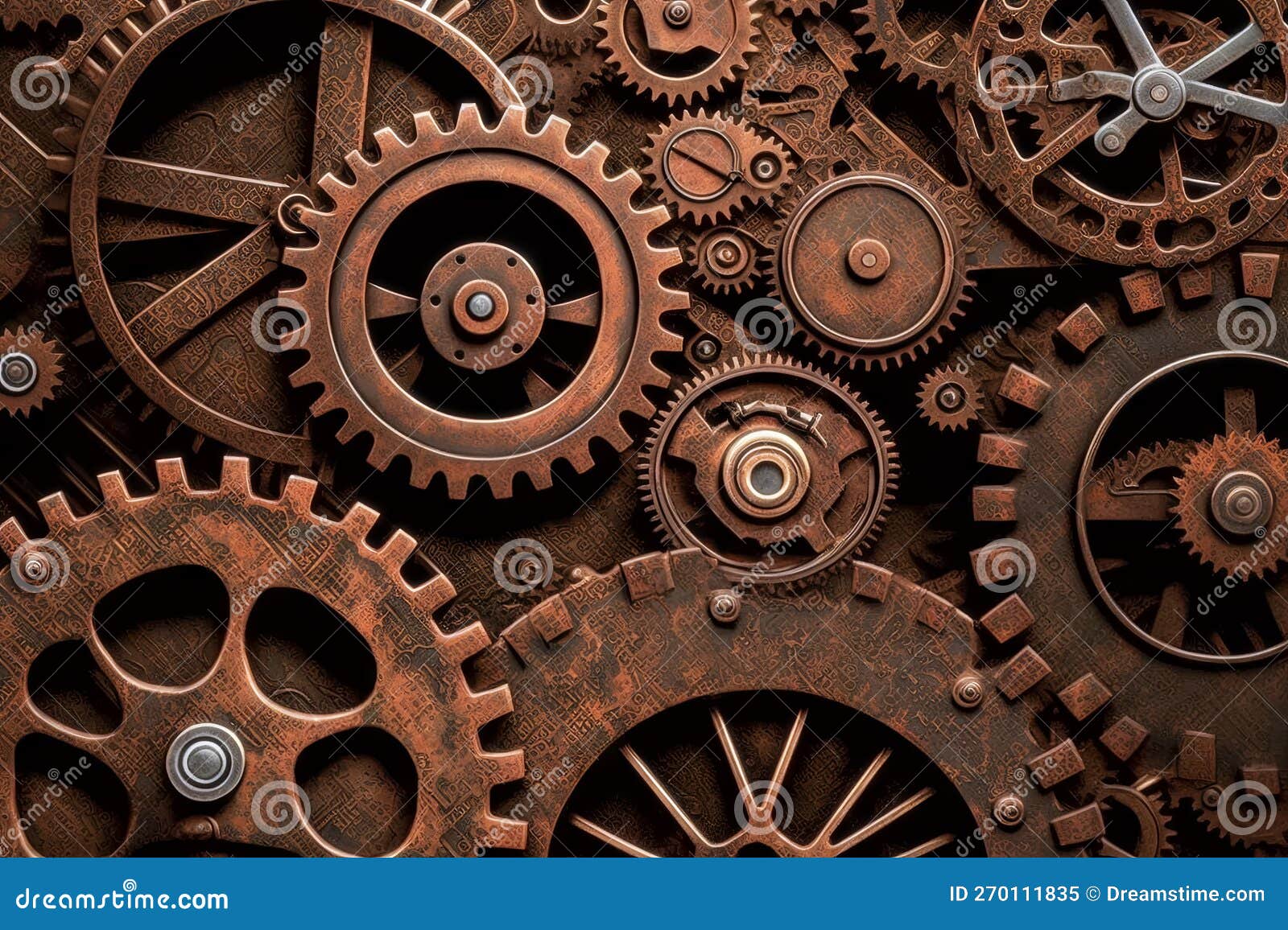 Vintage Rusty Machinery Gears Steampunk Background. Generative AI Stock ...