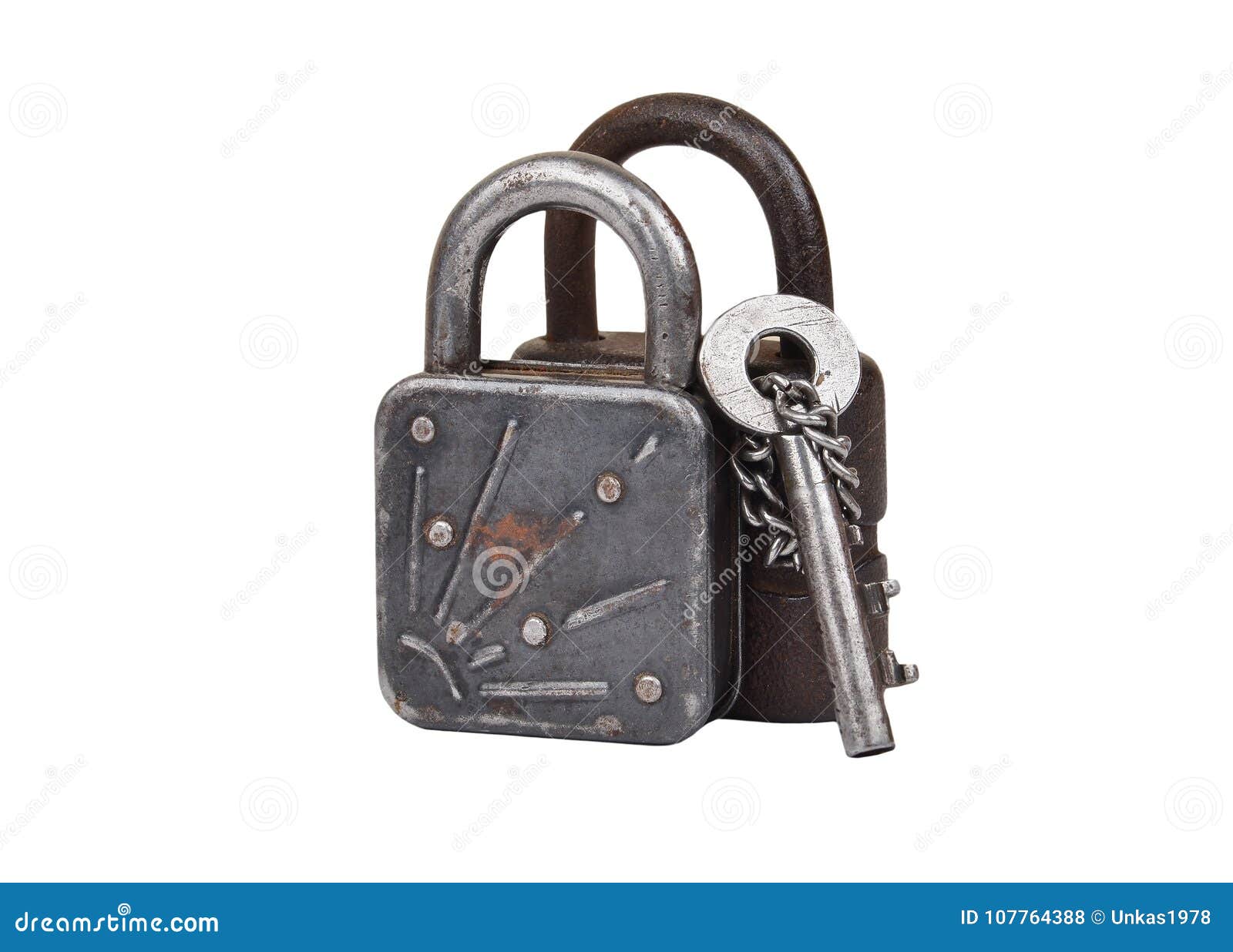 Vintage Rusty Padlock and Key Stock Photo - Image of steel, protective ...
