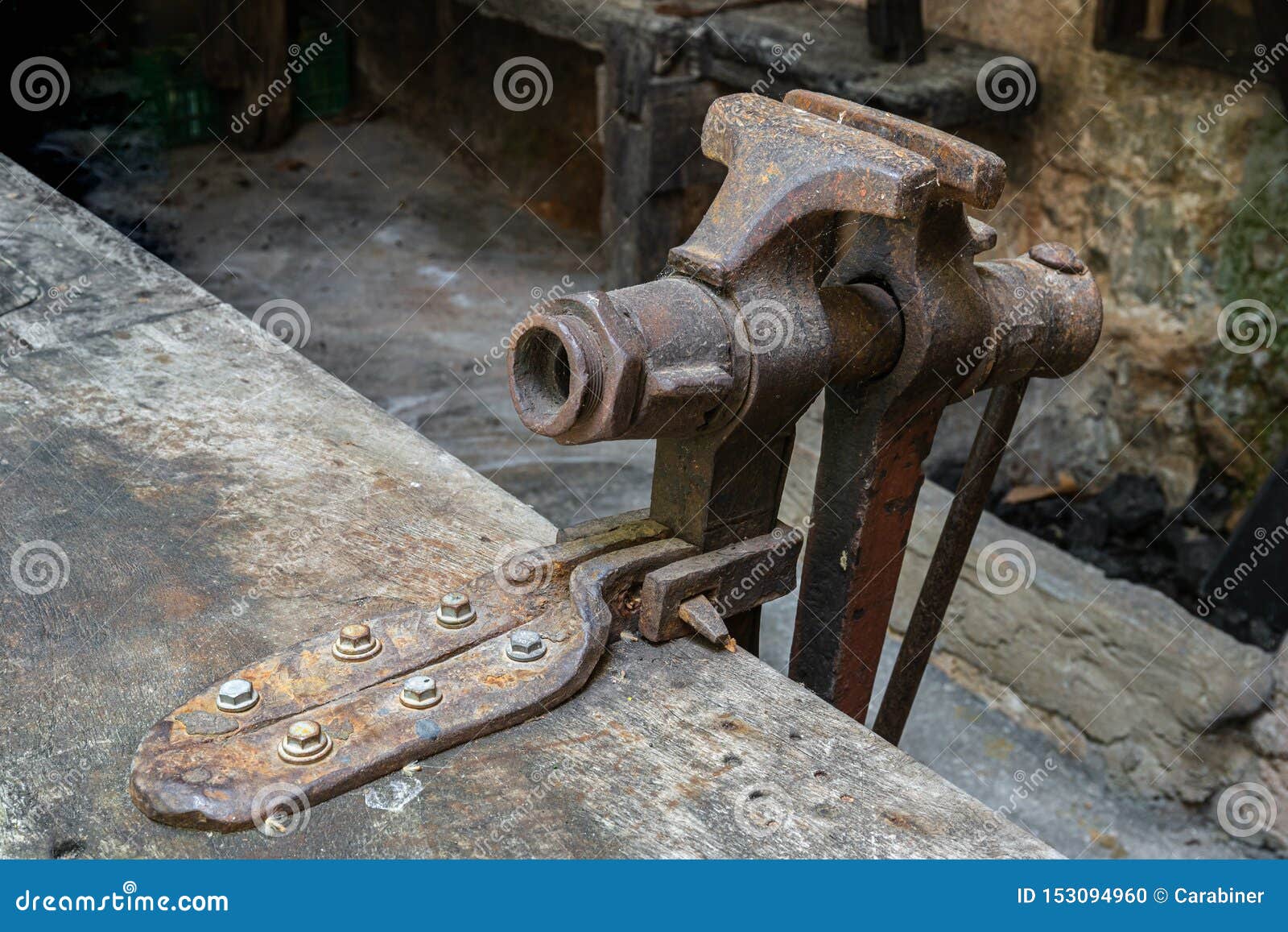Vintage rusty vise stock photo. Image of metal, bench - 153094960