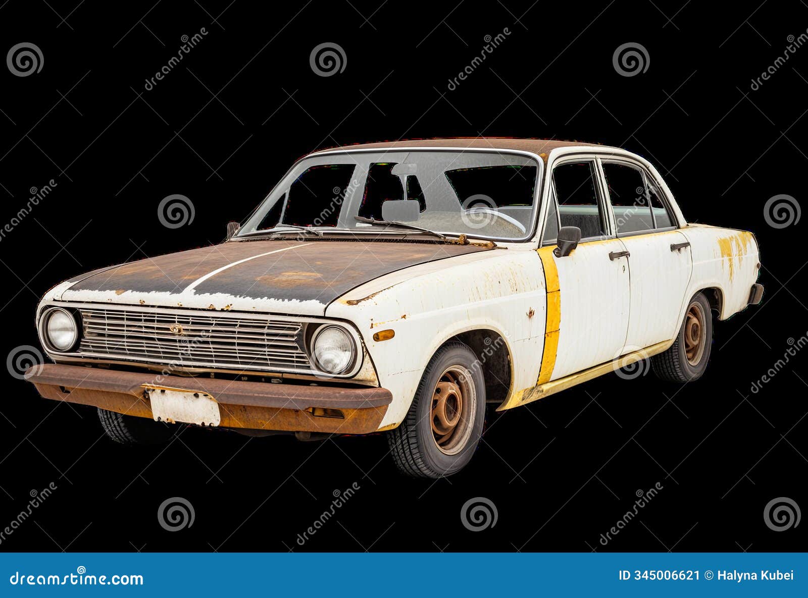 Vintage Rusty White Car on Transparent Background Stock Illustration ...