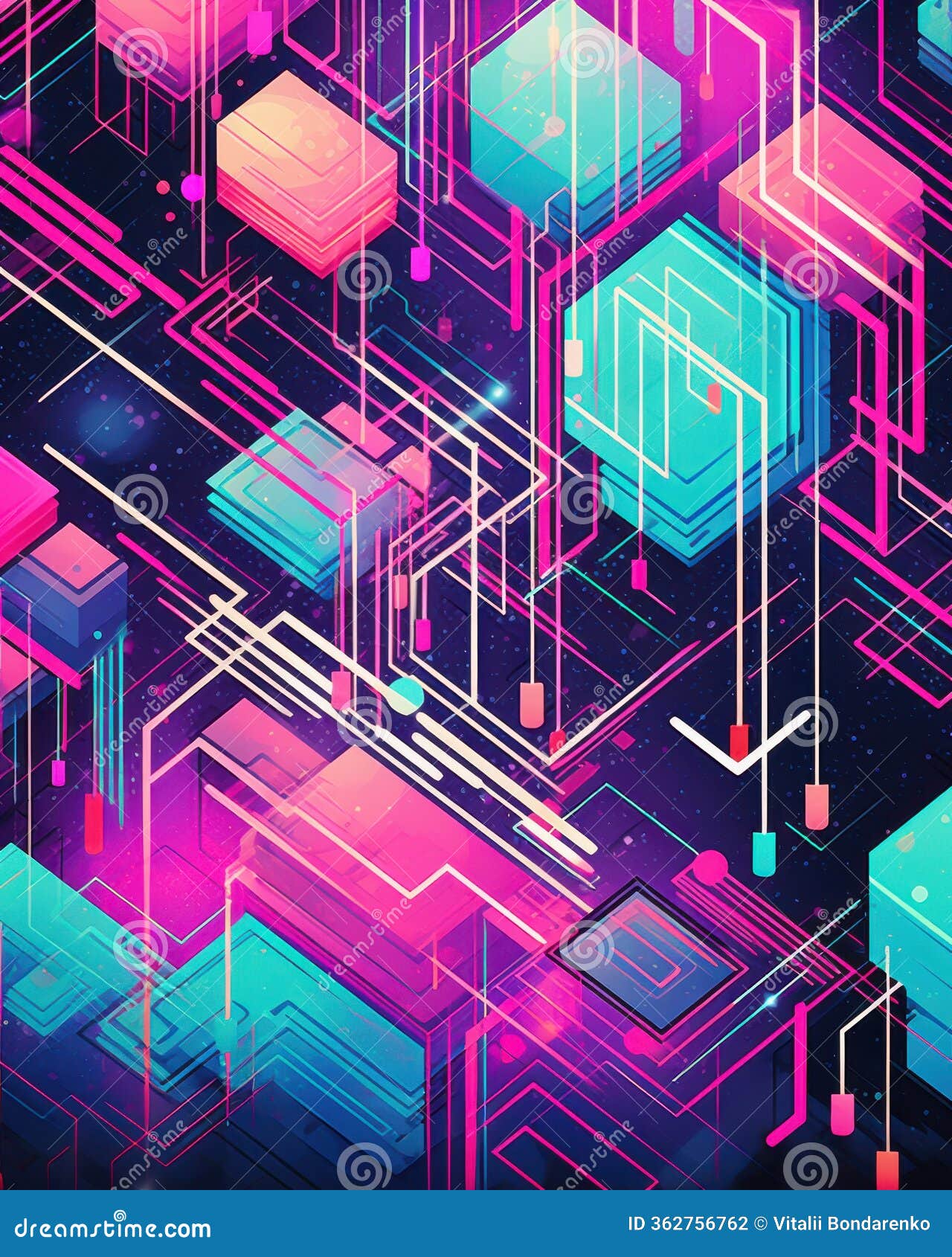 Vintage 80s-Inspired Design with Neon Colors. Stock Illustration ...