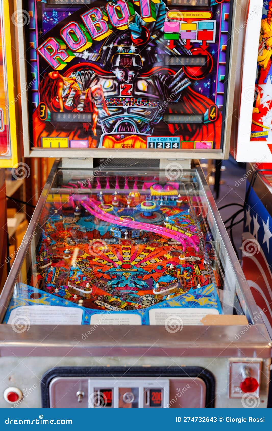 Vintage 70 S Multicolor Pinball Machine Editorial Stock Photo - Image ...