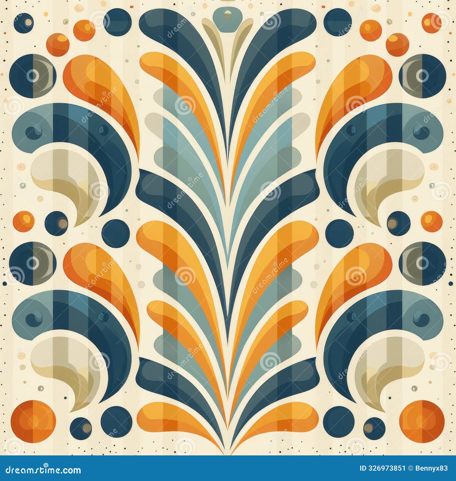 Vintage S-Shape Pattern in Blue, Orange, and Green Stock Illustration ...