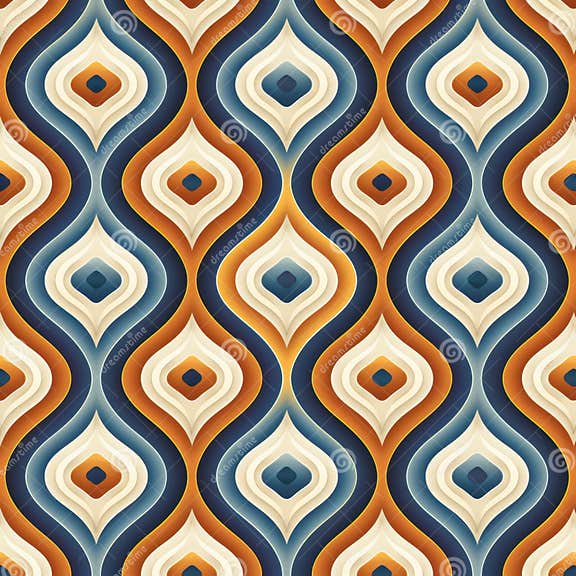 Vintage S-Shaped Pattern in Blue, Orange, and White Stock Illustration ...