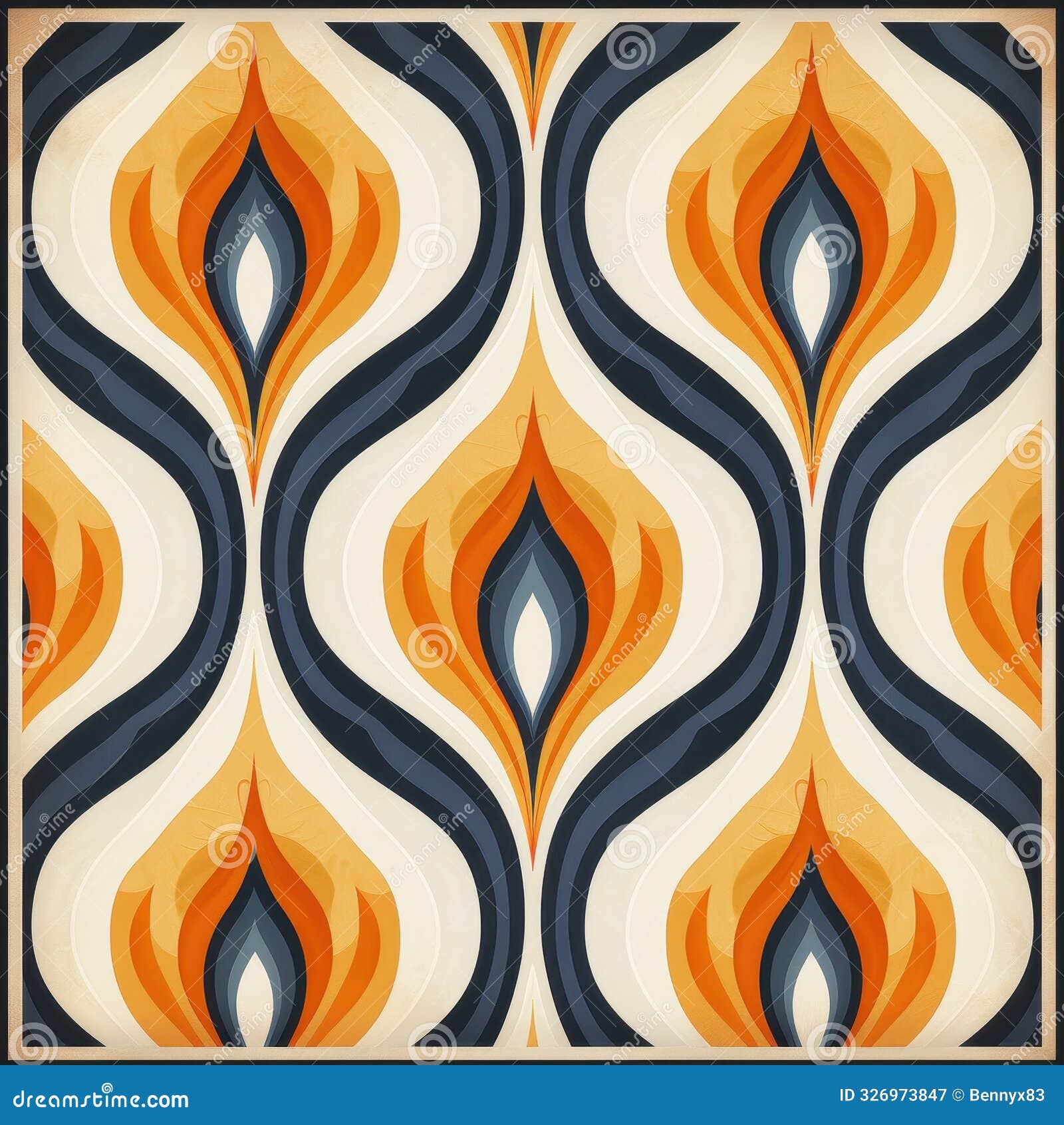 Vintage S-Shaped Pattern in Orange, Blue, and White Stock Illustration ...