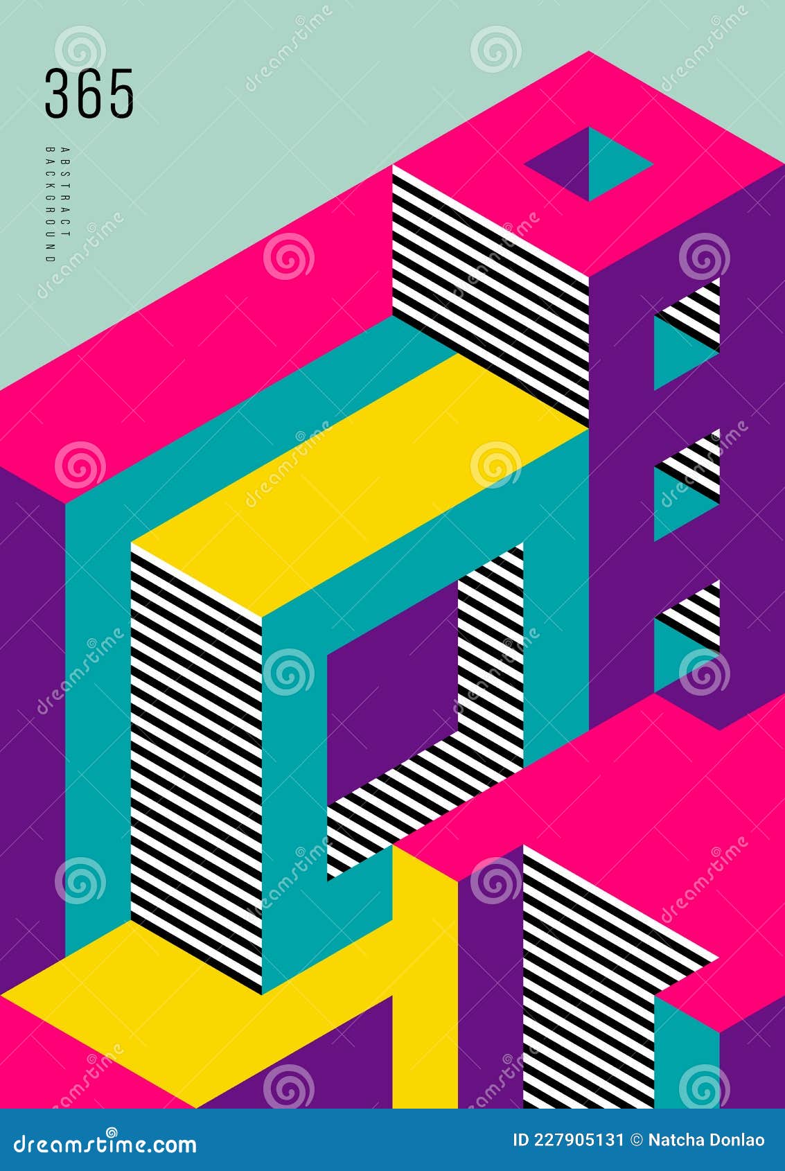 Vintage 90s Style Abstract Background Decorative Isometric Geometric ...