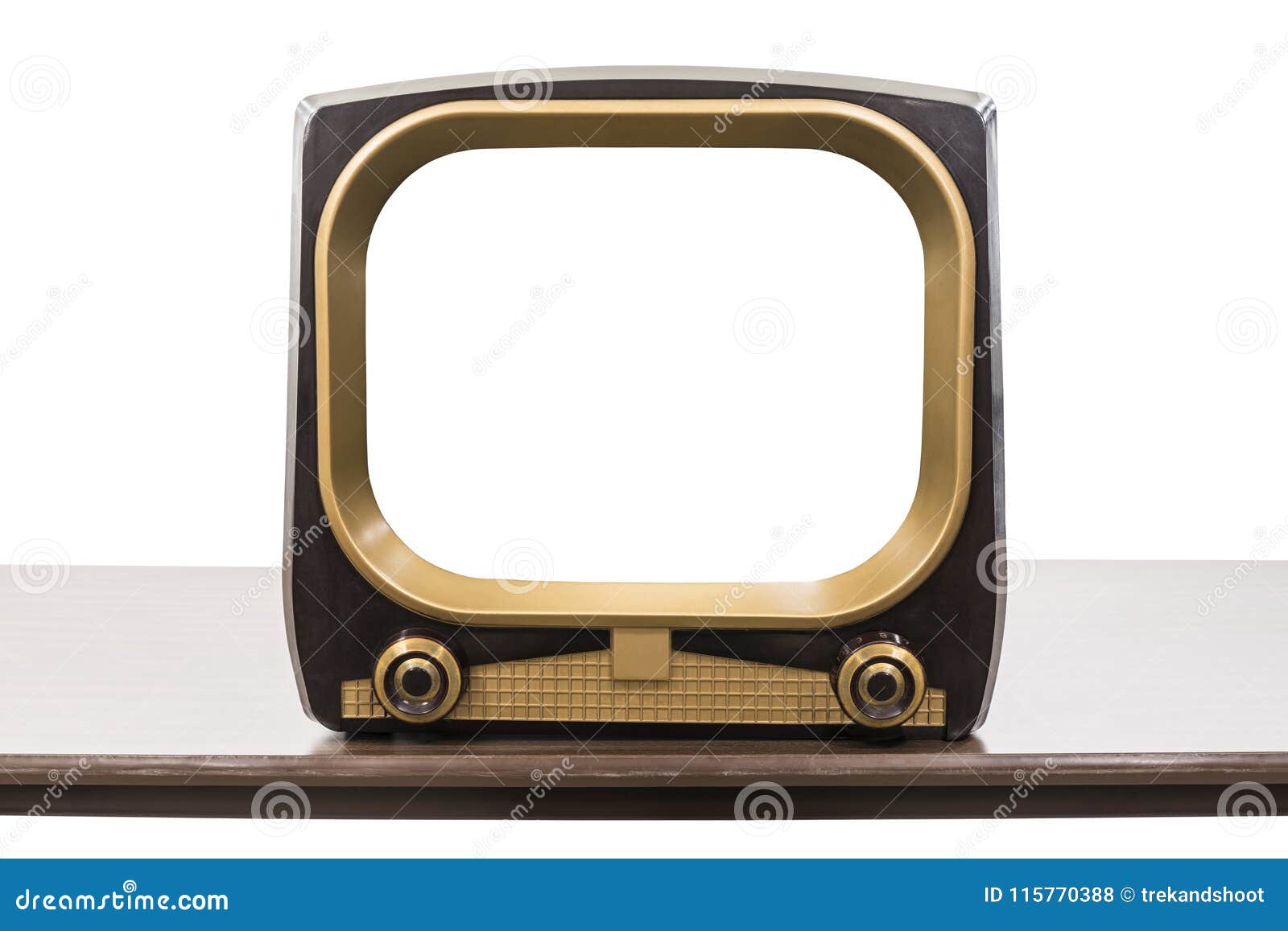 VIntage 1950s Television Isolated with Empty Screen Stock Photo - Image ...