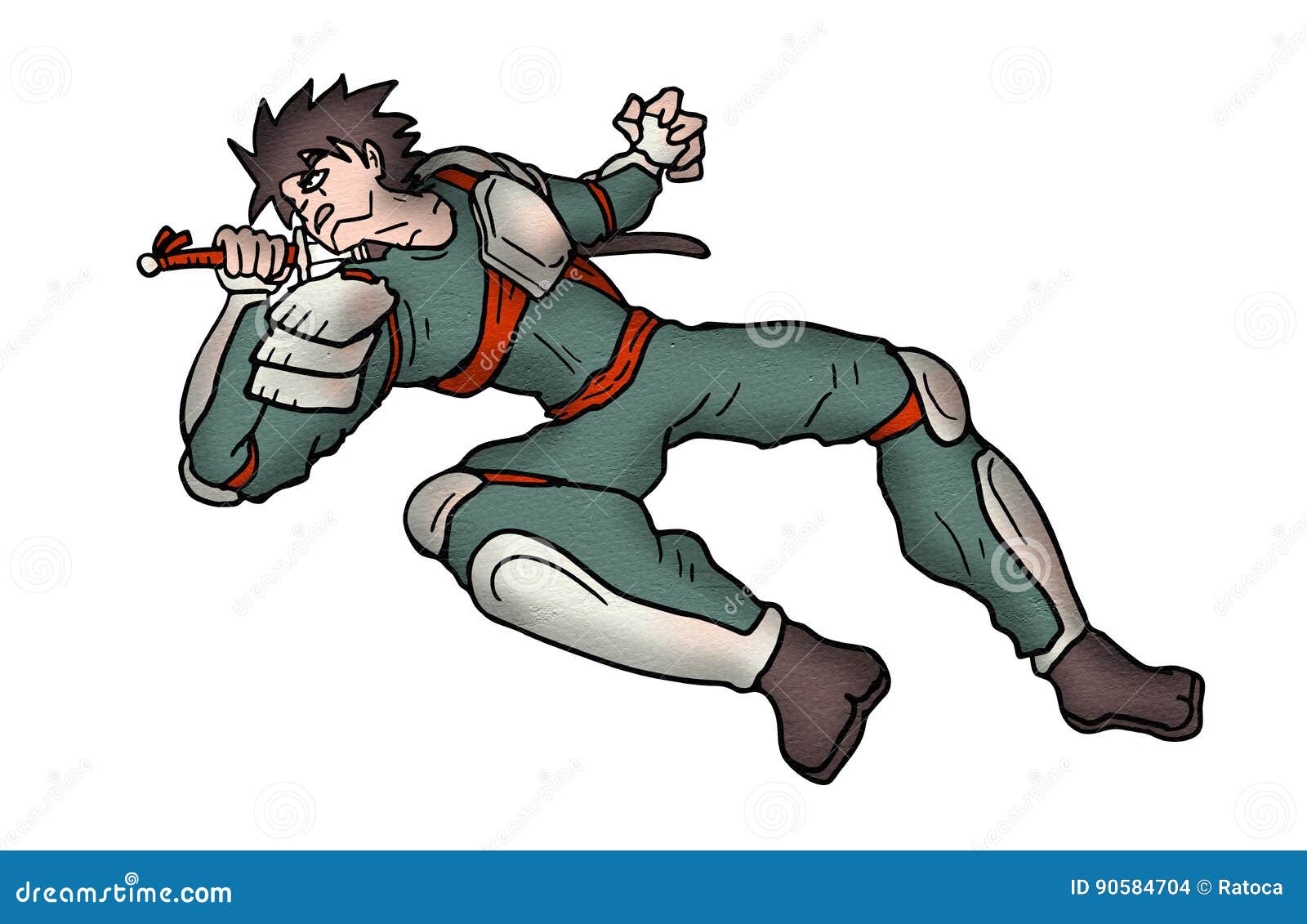 Vintage Samurai Attack Draw Stock Illustration - Illustration of weapon ...