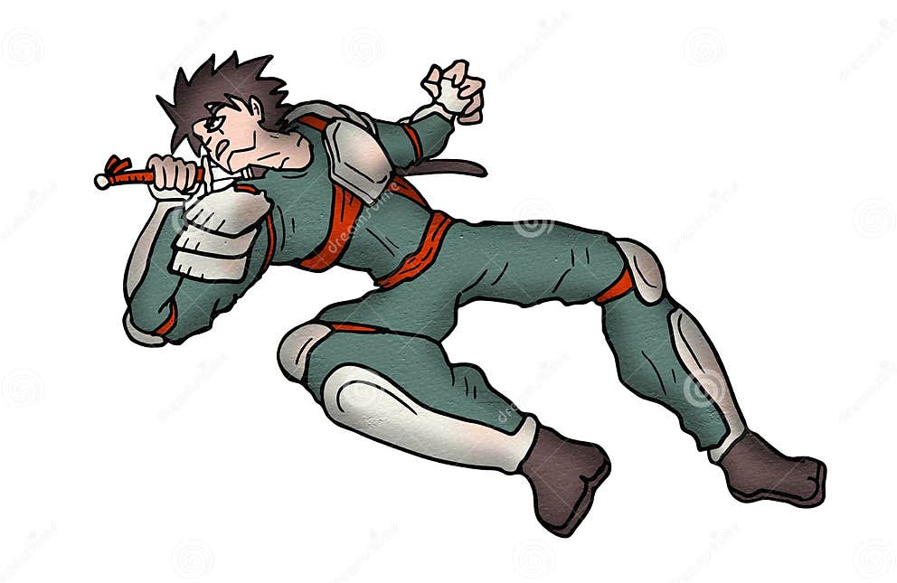 Vintage Samurai Attack Draw Stock Illustration - Illustration of weapon ...