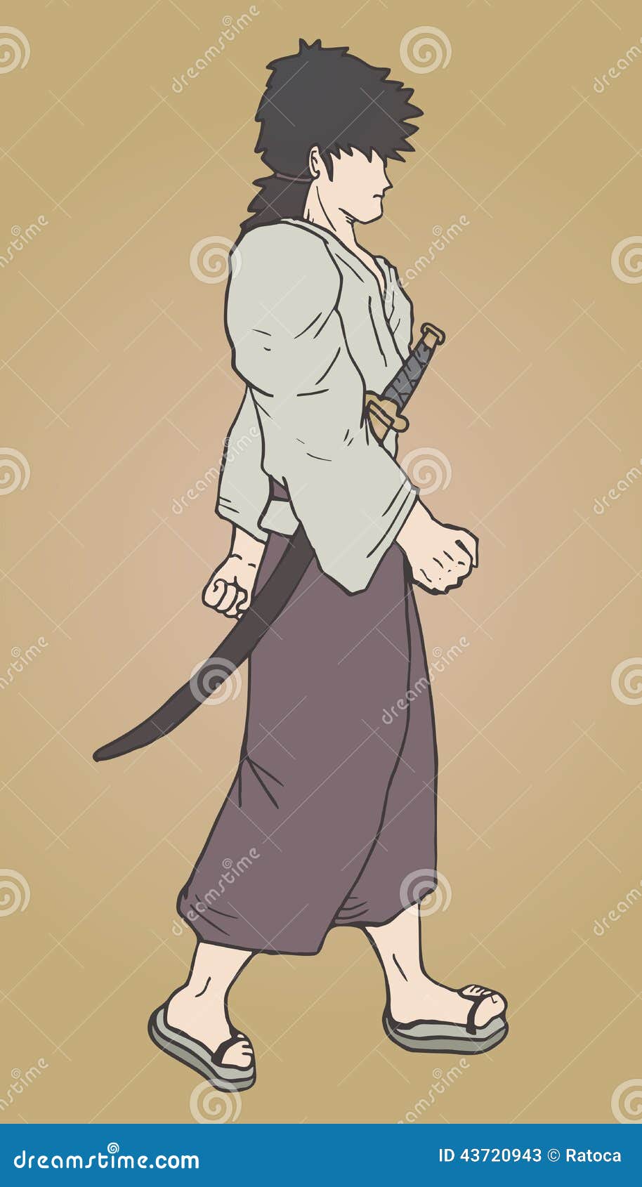 Vintage Samurai Cartoon Vector | CartoonDealer.com #44604775