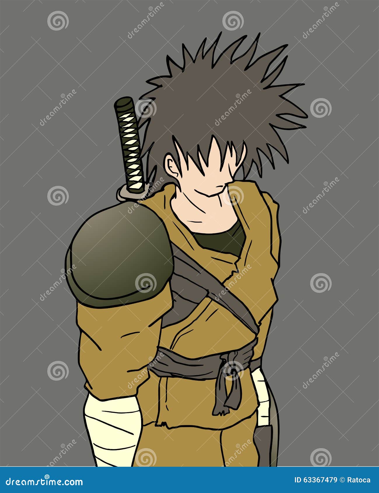 Vintage Samurai Cartoon Vector | CartoonDealer.com #44604775