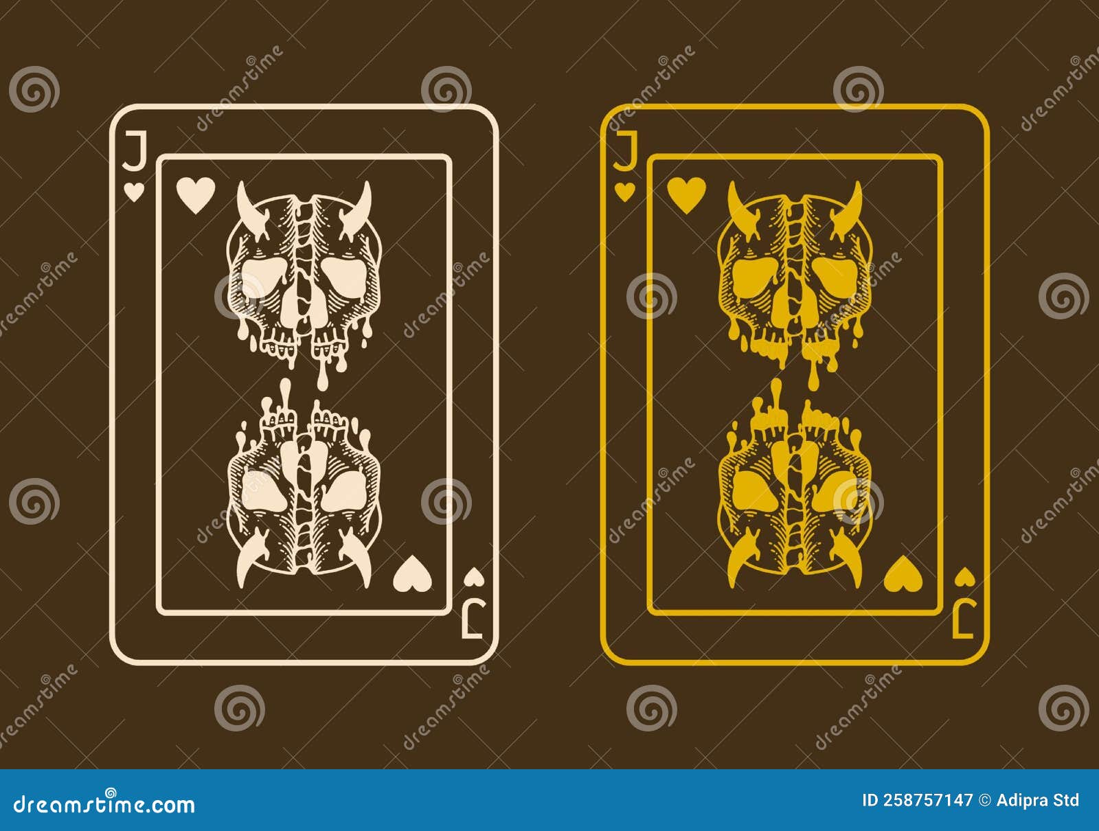 Scary Split Skull Card Illustration Design Stock Vector - Illustration ...