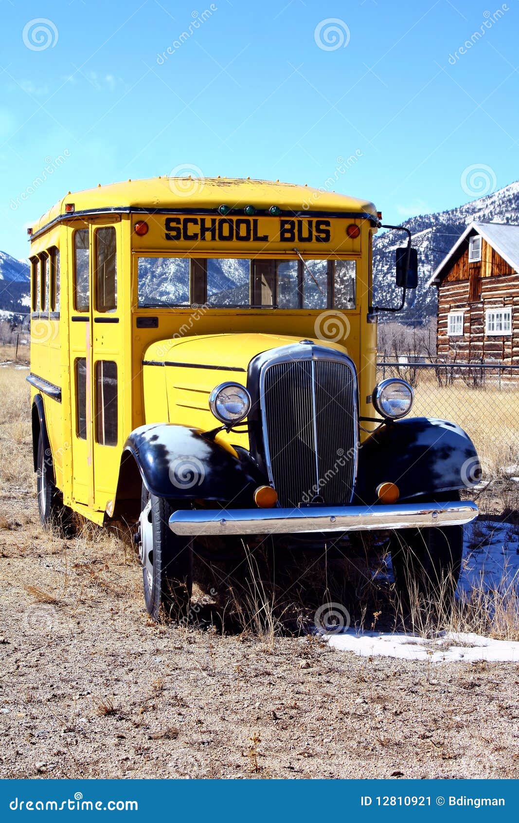 Vintage School Bus stock image. Image of retro, outdoors - 12810921
