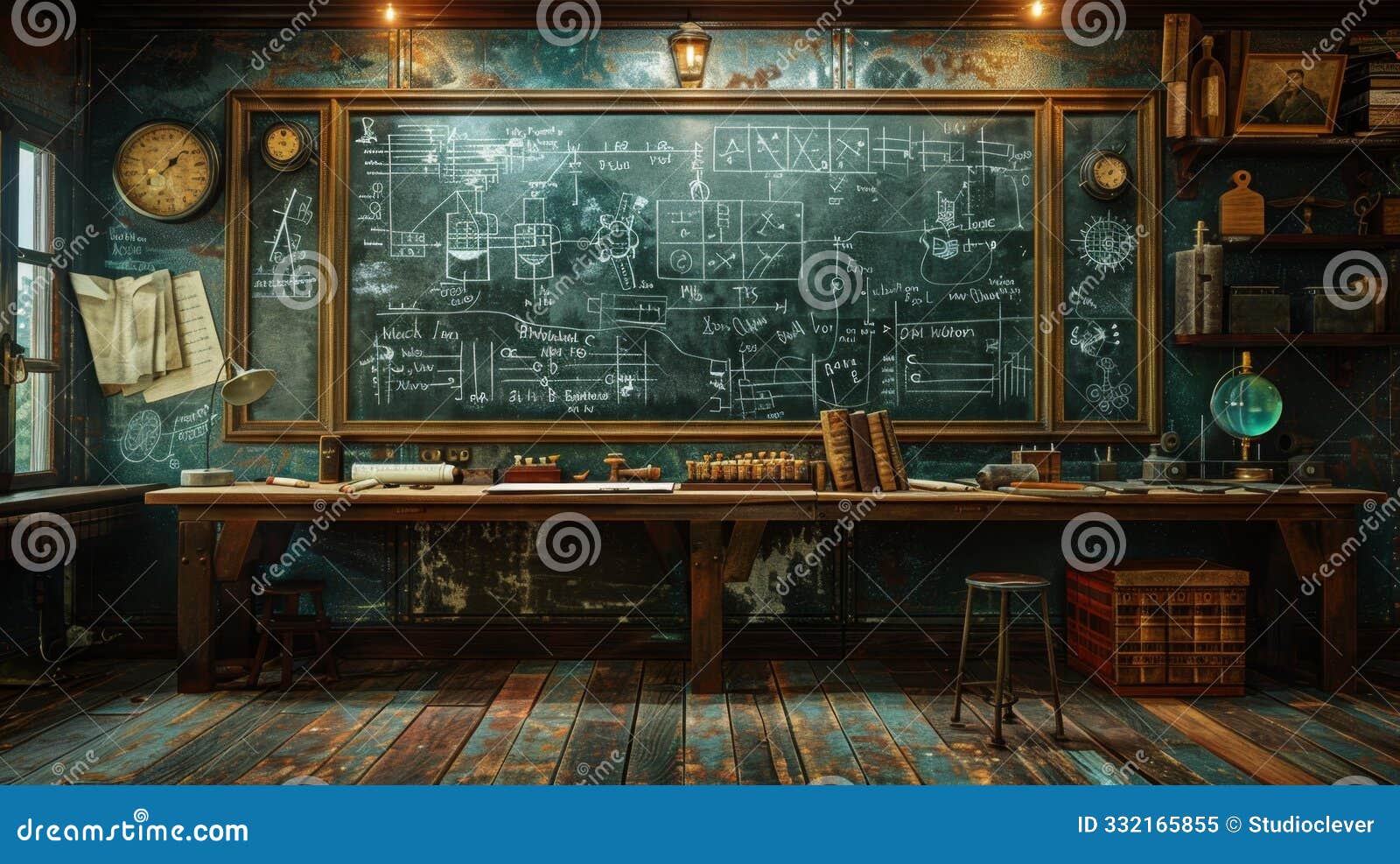 Vintage Science Laboratory with Chalkboard - Generative Ai Stock ...