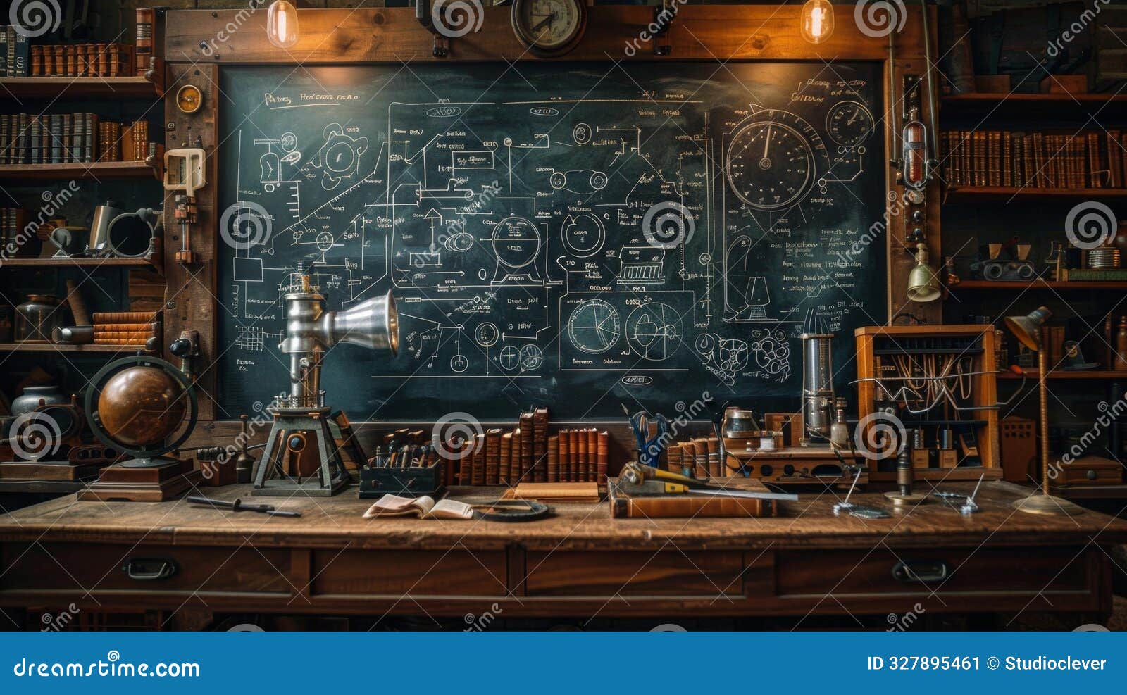 Vintage Scientist Laboratory with Chalkboard - Generative Ai Stock ...