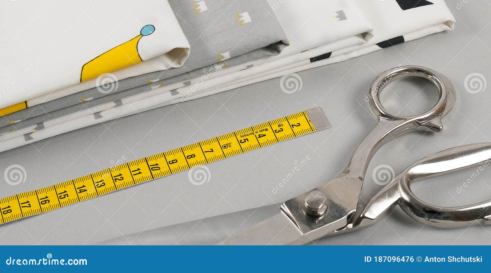 Vintage Scissors on Cotton Fabric Stock Photo - Image of abstract ...