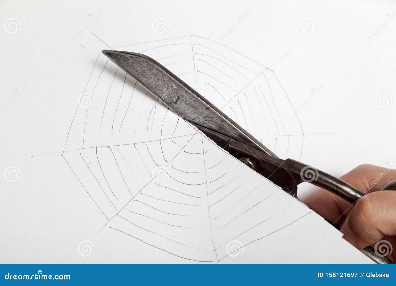 Vintage Scissors Cut Web on White Background Stock Image - Image of ...