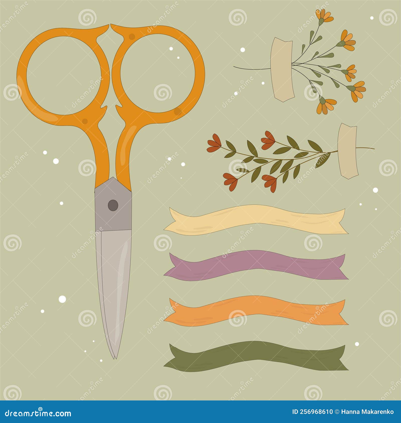 Vintage Scissors with Decorated Flowers Stock Vector - Illustration of ...