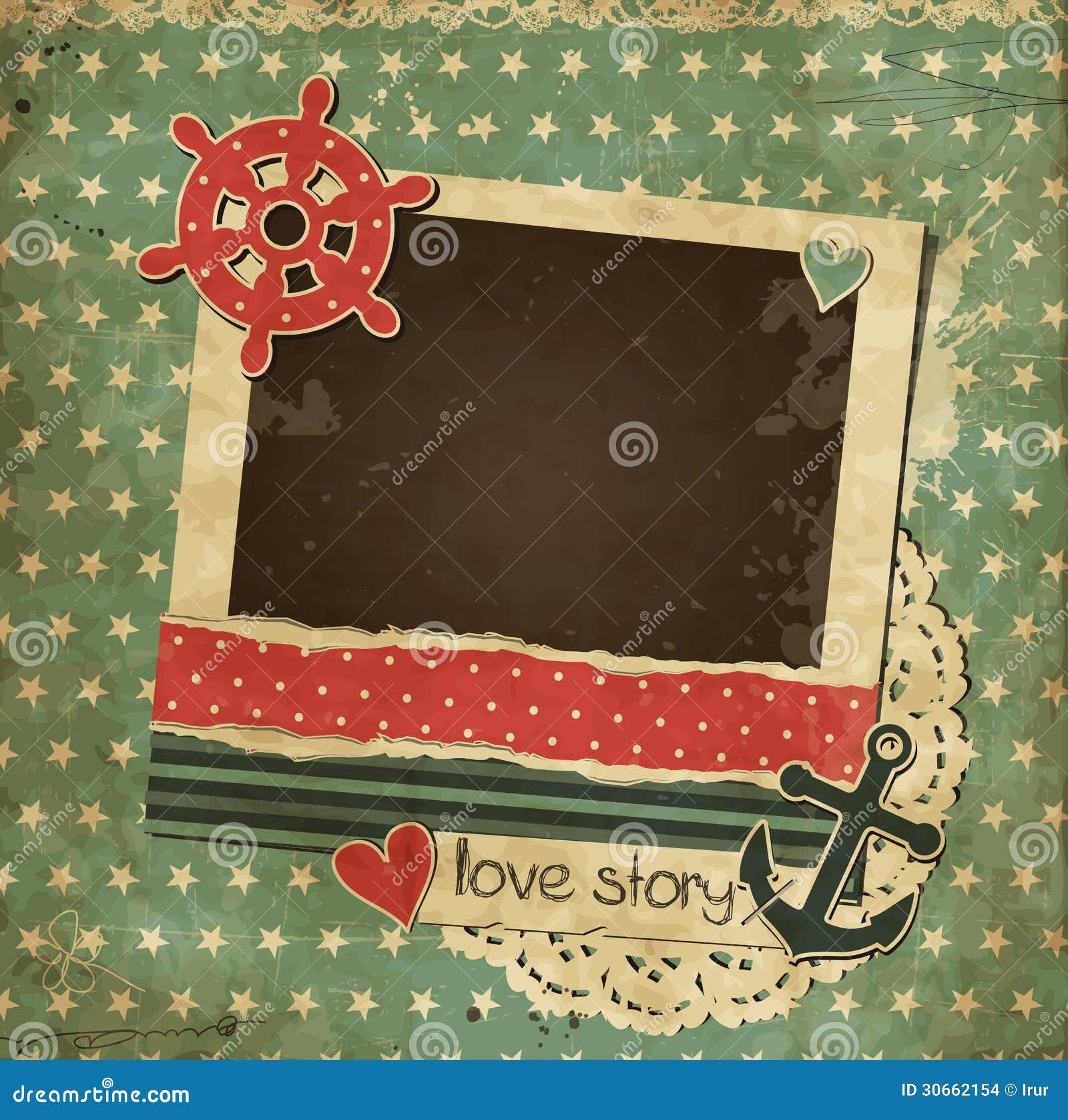 Vintage Scrap Nautical Card with Photo Frame Stock Vector ...