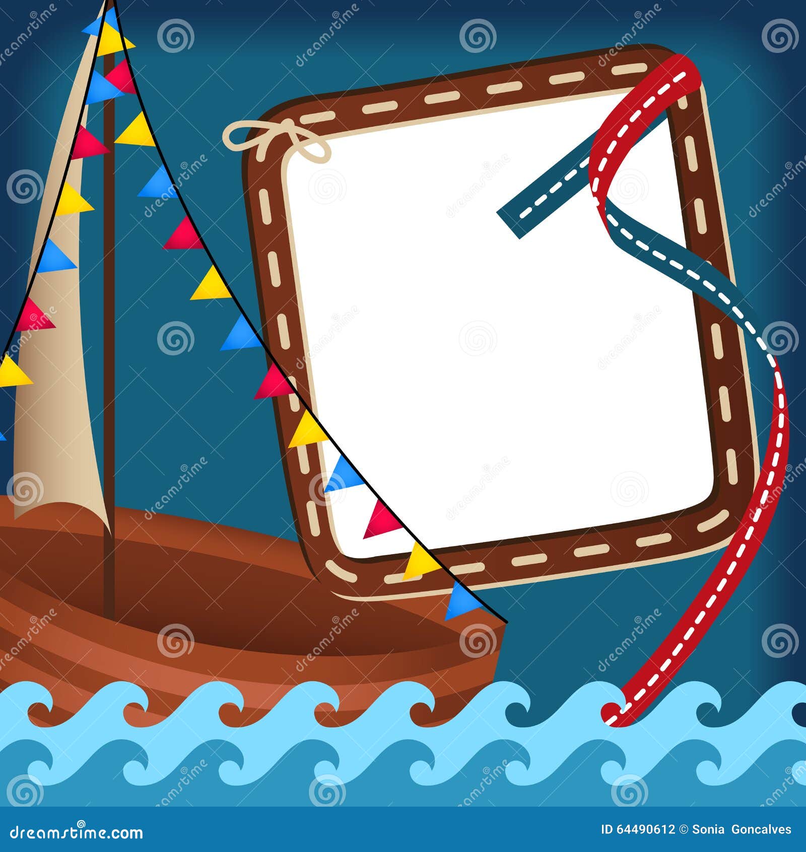 Vintage Scrapbook Nautical Card with Frame Stock Vector - Illustration ...