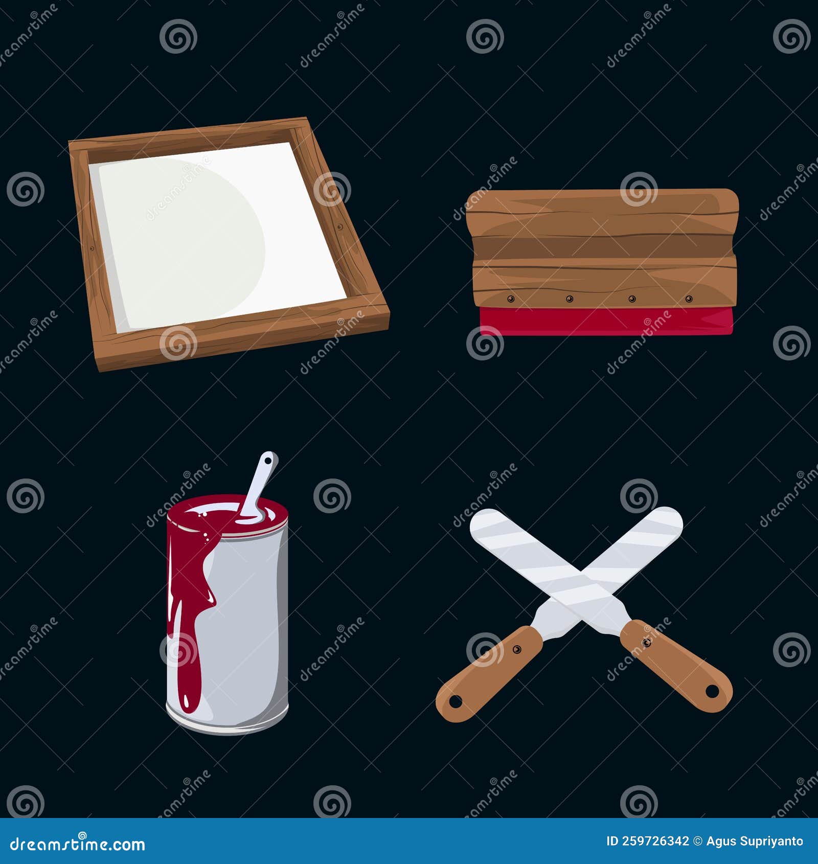 Vintage Screen Printing Tool Elements. Screen Printing Work Stock ...