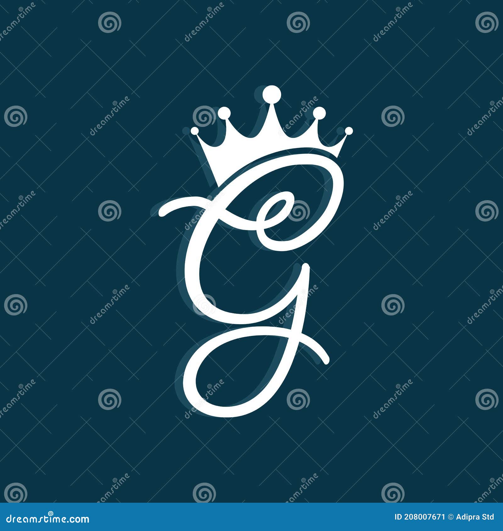 Vintage Script G Letter with Crown Vector Logo Template Stock Vector ...