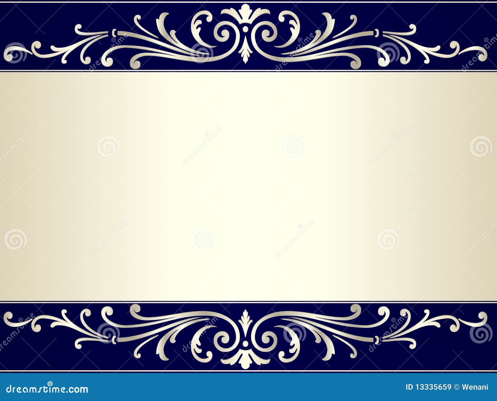 Vintage Scroll Background in Silver Beige and Blue Stock Vector ...