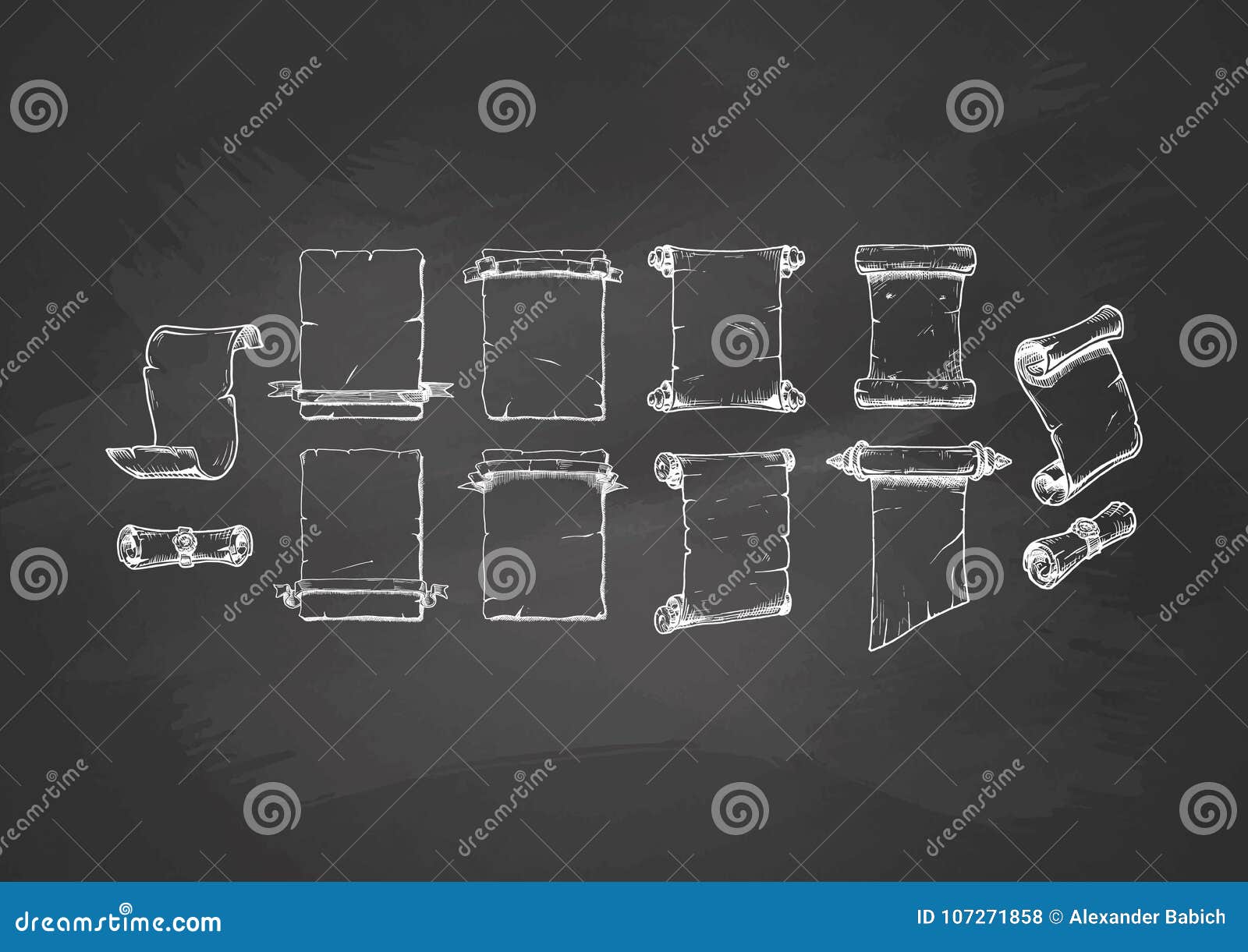 Vintage Scroll on Blackboard. Stock Vector - Illustration of hand, list ...