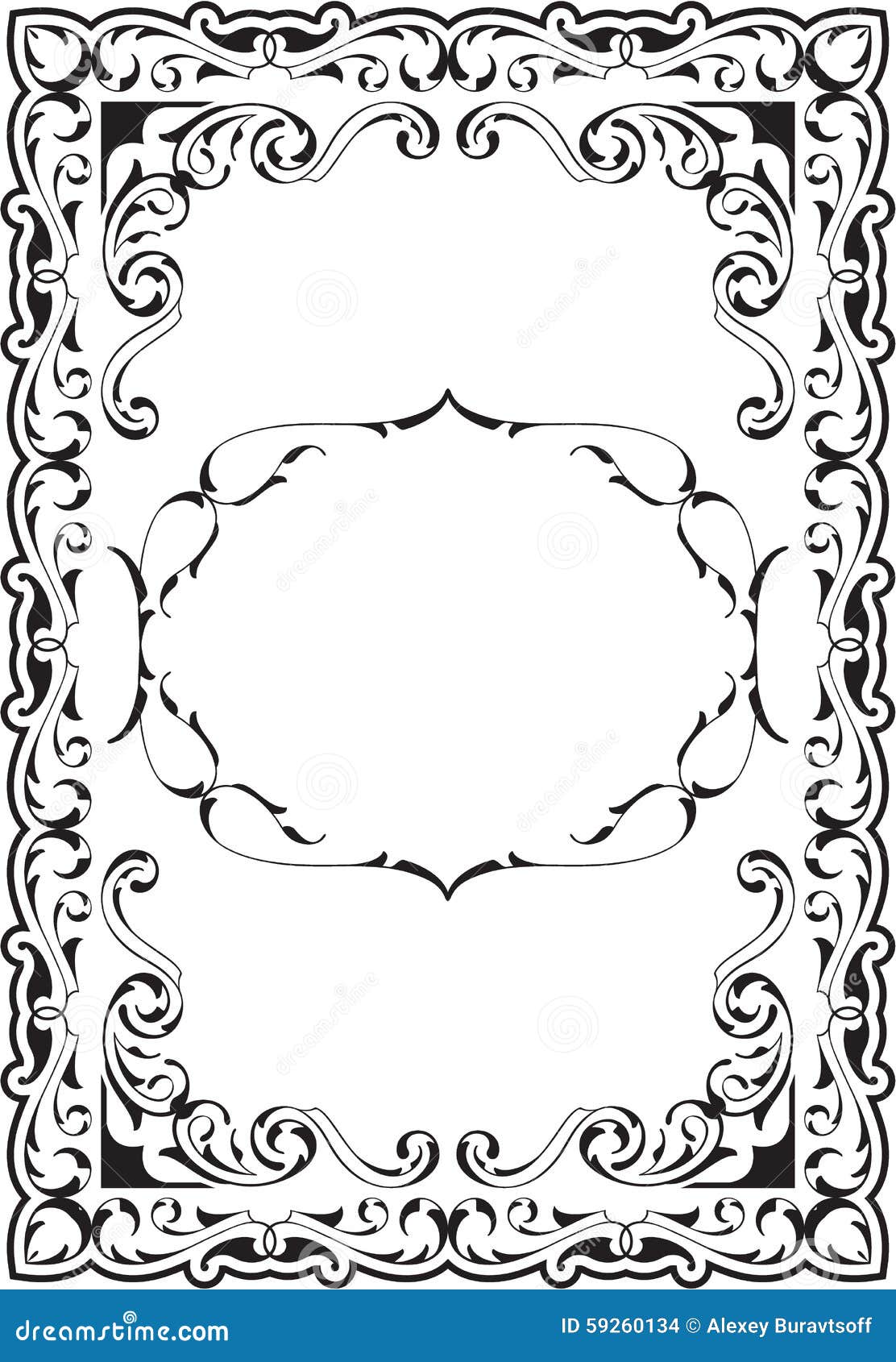 Vintage scroll frame stock illustration. Illustration of drawing - 59260134