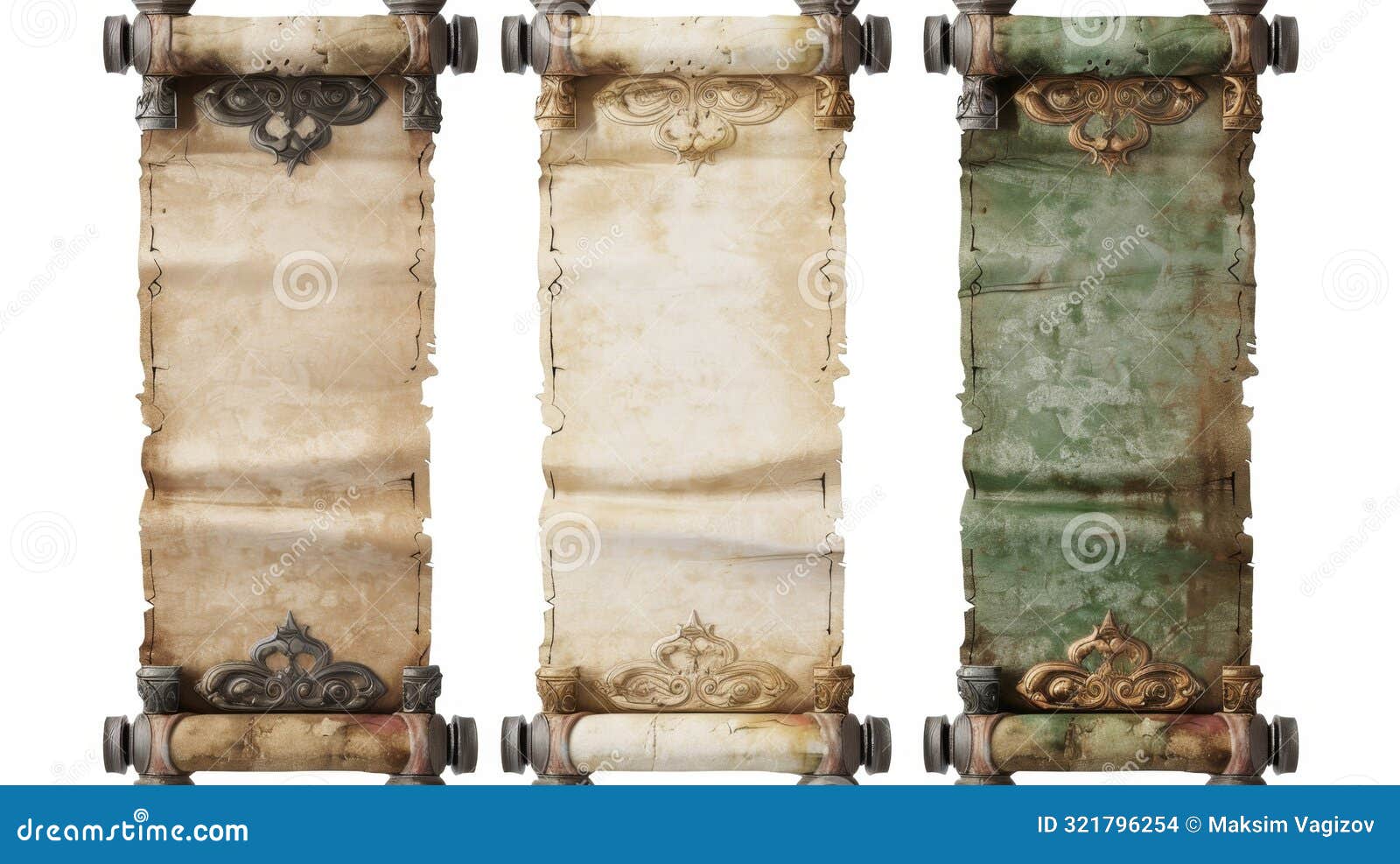 Vintage Scrolls Set - Blank Medieval Scrolls, Generative AI Stock Photo ...