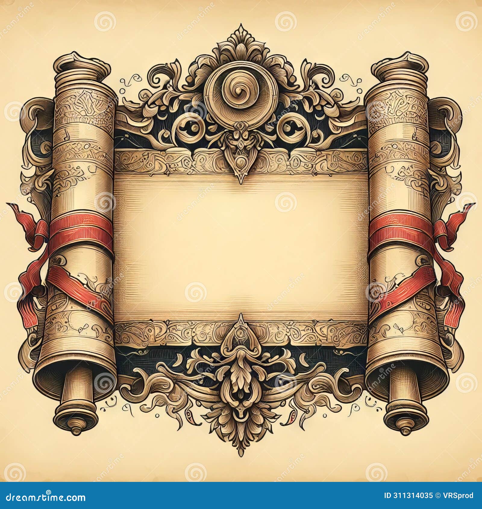 Vintage Scrollwork Frame Design Stock Image - Image of detailed ...