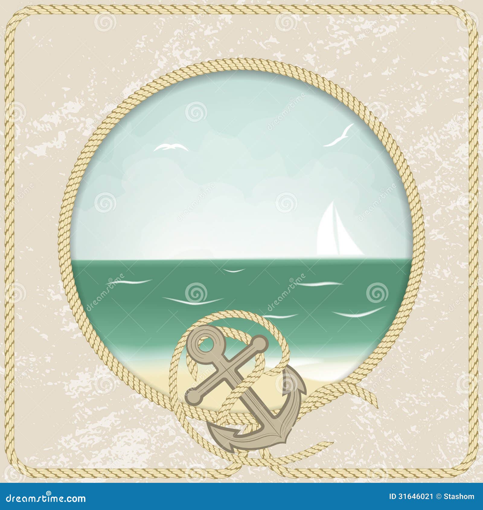 Vintage Sea Post Card. Vector Background. Stock Vector - Illustration ...