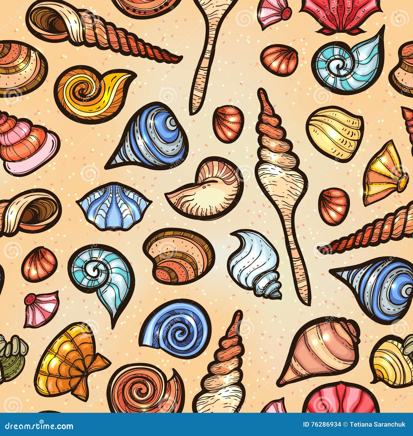 Vintage Sea Shell Set Pattern. Hand Drawn Stock Vector - Illustration ...