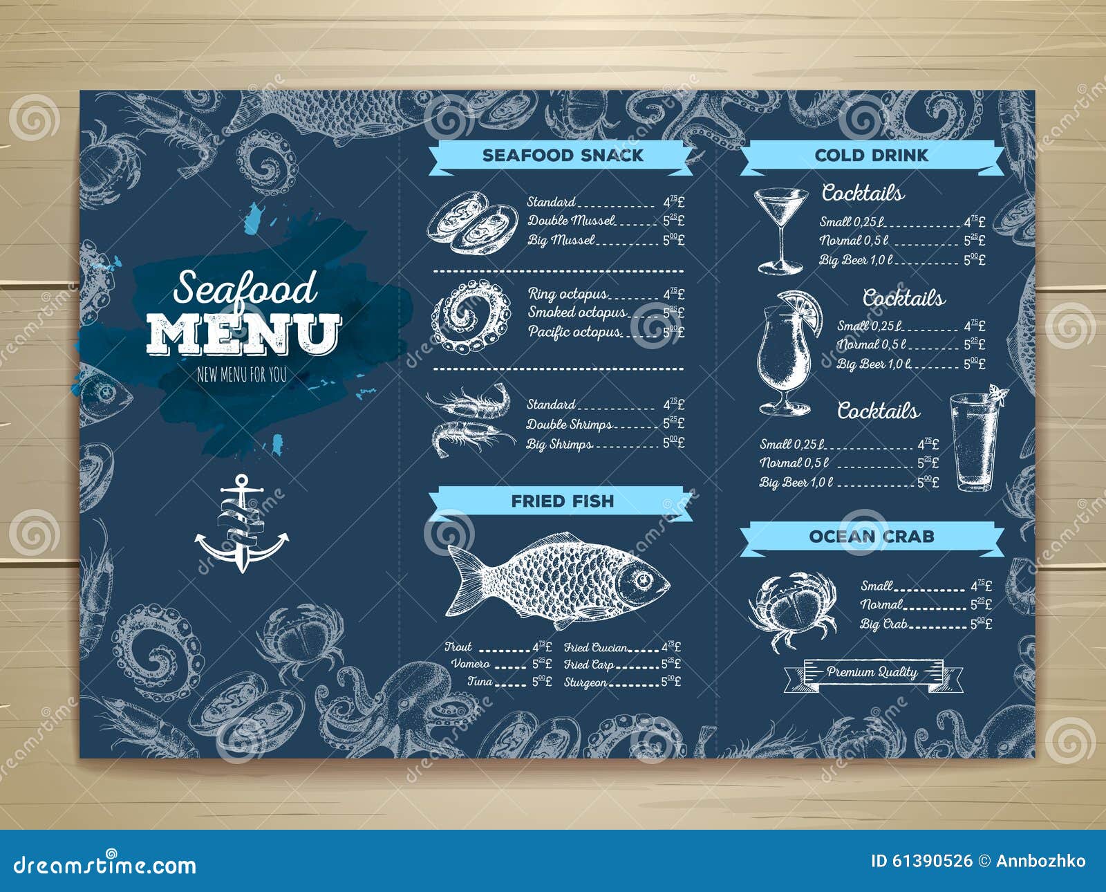 Menu Seafood Restaurants Signs,Posters Cartoon Vector | CartoonDealer ...