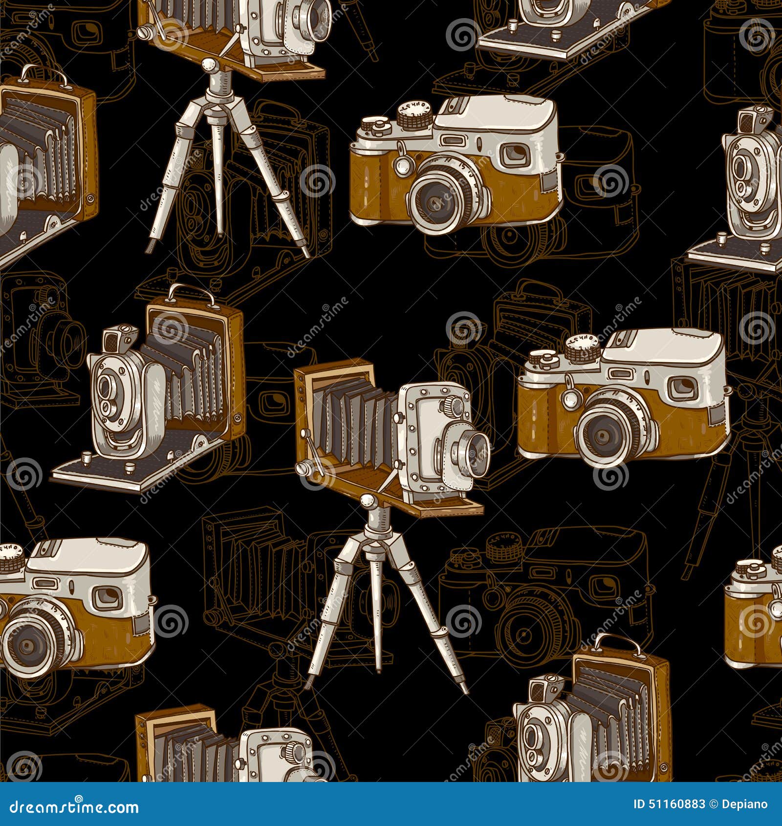 Vintage Seamless Background with Retro Camera Stock Vector ...