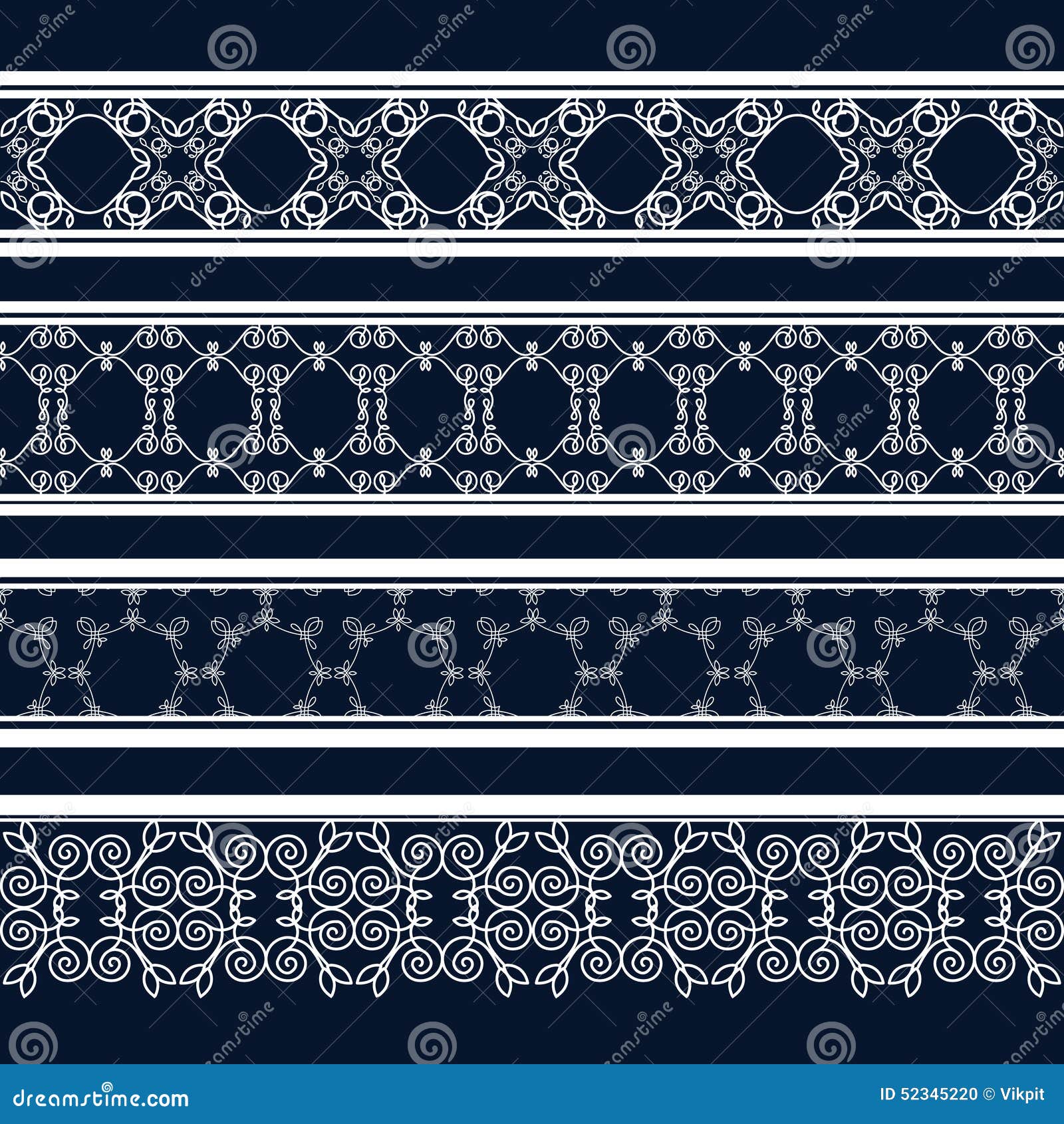 Vintage Seamless Decorative Patterns in the Form of Strips Stock Vector ...