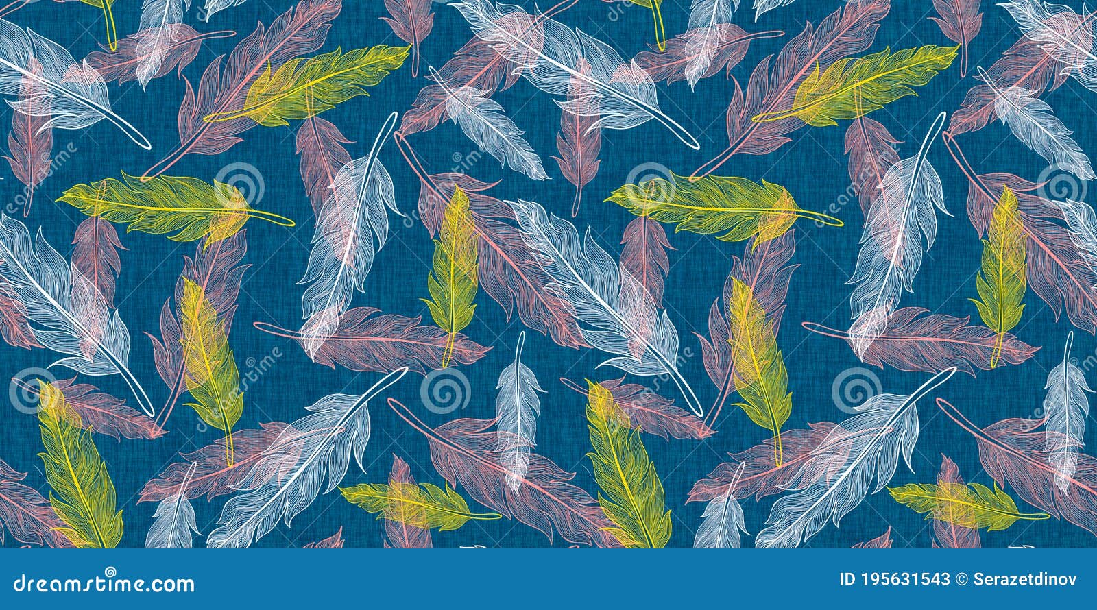 Vintage Seamless Feather Pattern Stock Illustration - Illustration of ...