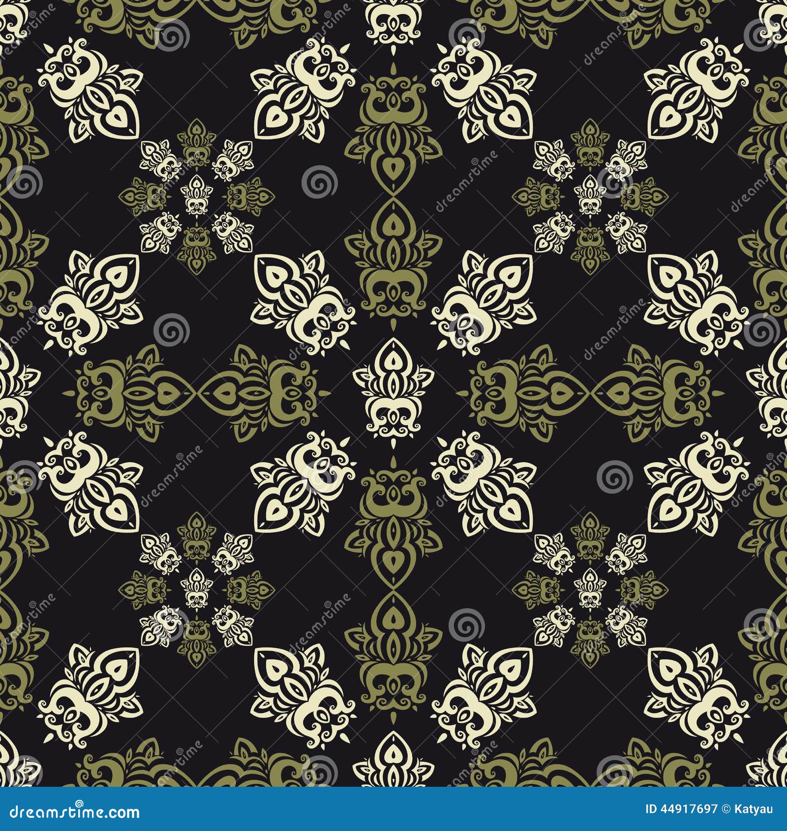 Vintage seamless pattern. stock vector. Illustration of patterns - 44917697