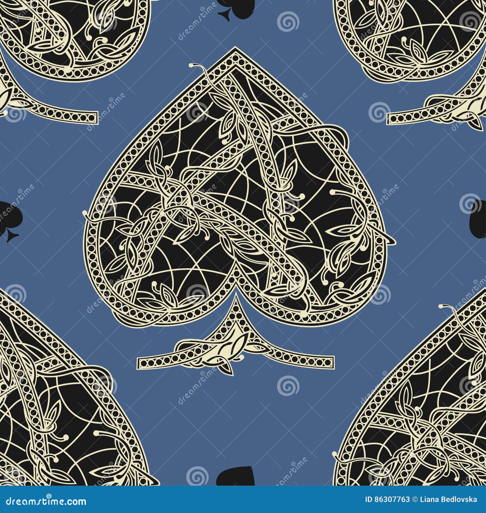 Vintage Seamless Pattern Card Suits Stock Vector - Illustration of deck ...