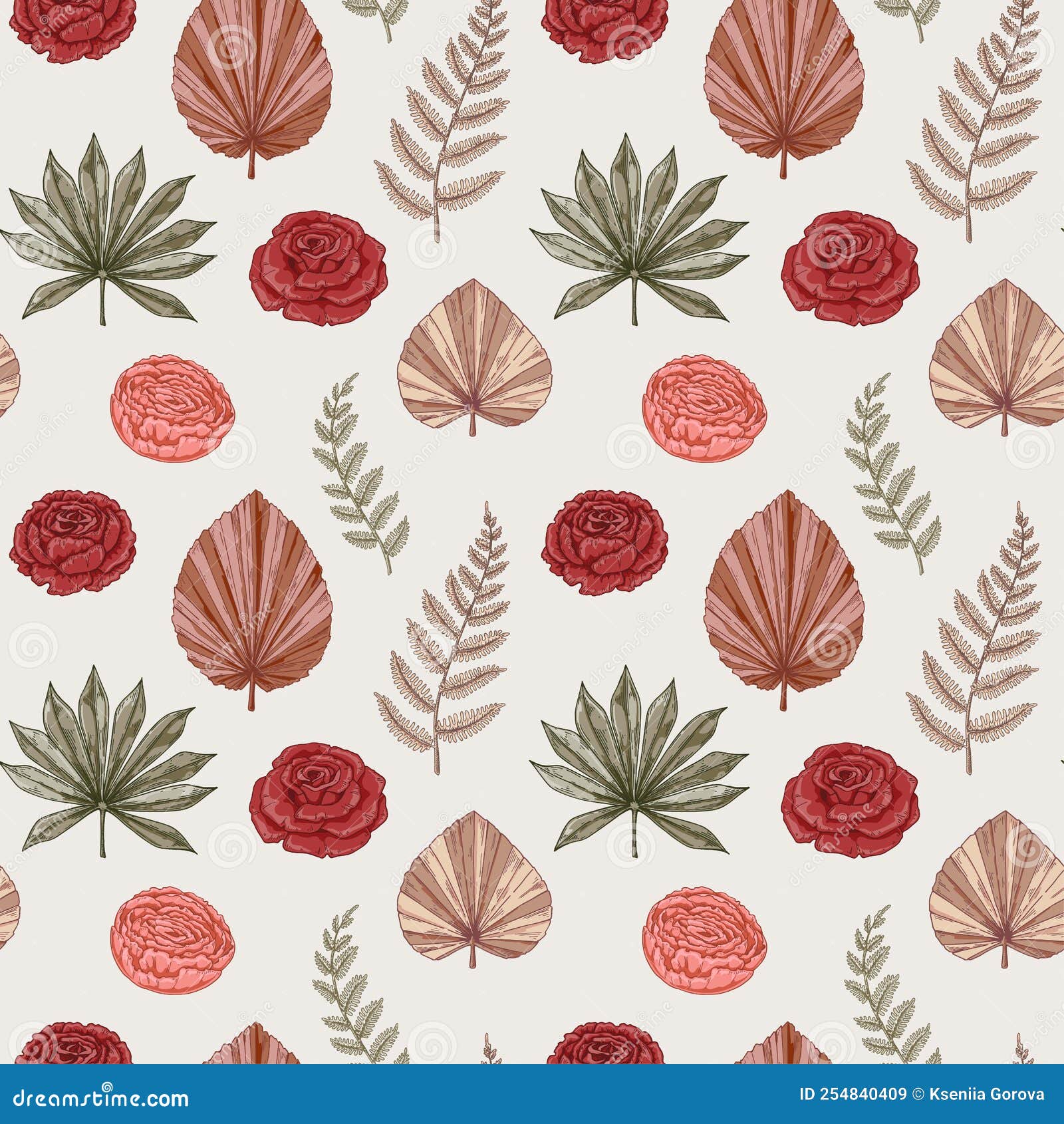 Vintage Seamless Pattern with Roses. Boho Wallpaper Design Stock Vector ...
