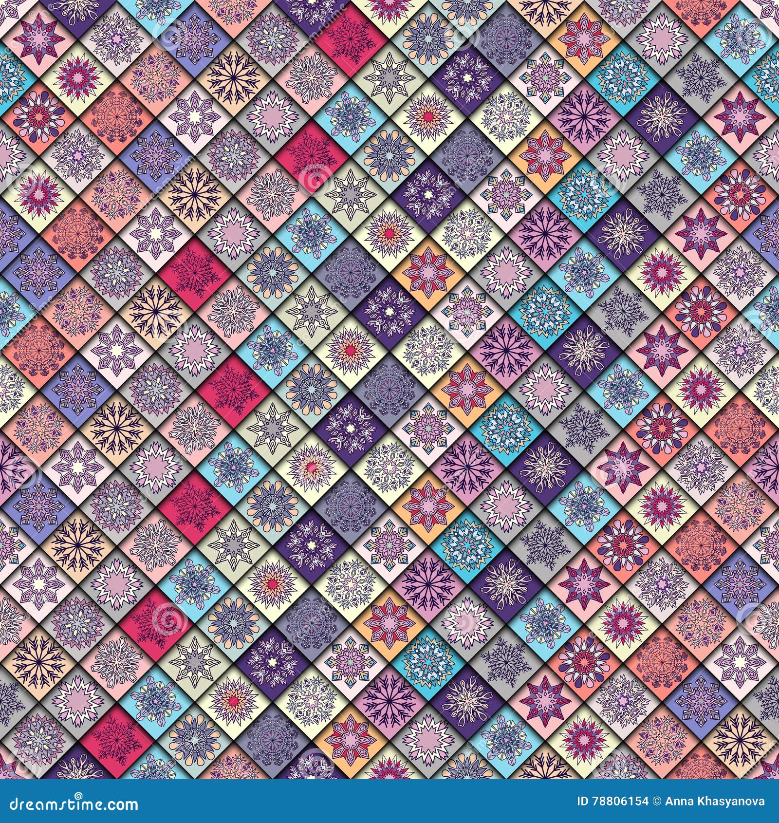 Vintage Seamless Pattern with Tile Patchwork Elements. Stock ...