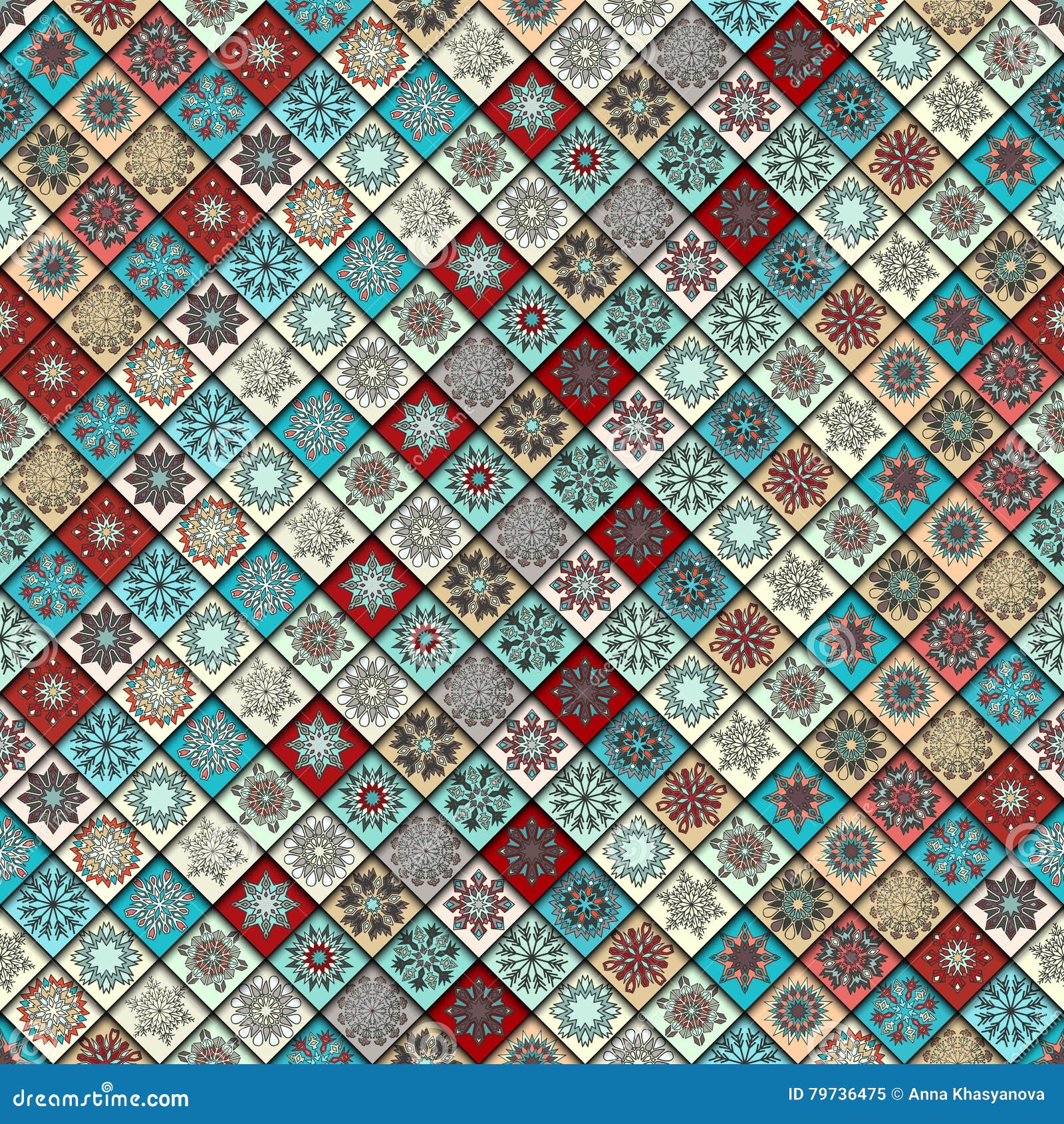 Vintage Seamless Pattern with Tile Patchwork Elements. Stock ...