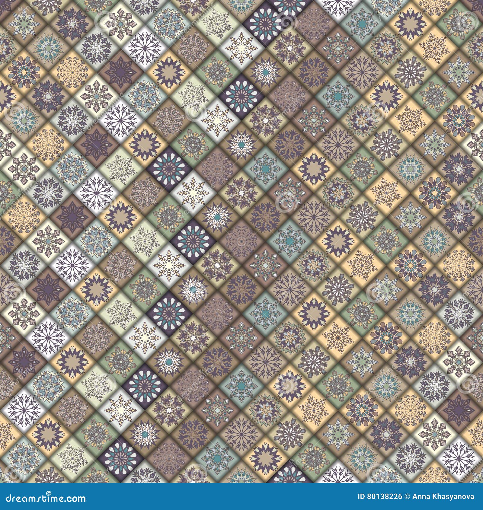 Vintage Seamless Pattern with Tile Patchwork Elements. Stock ...