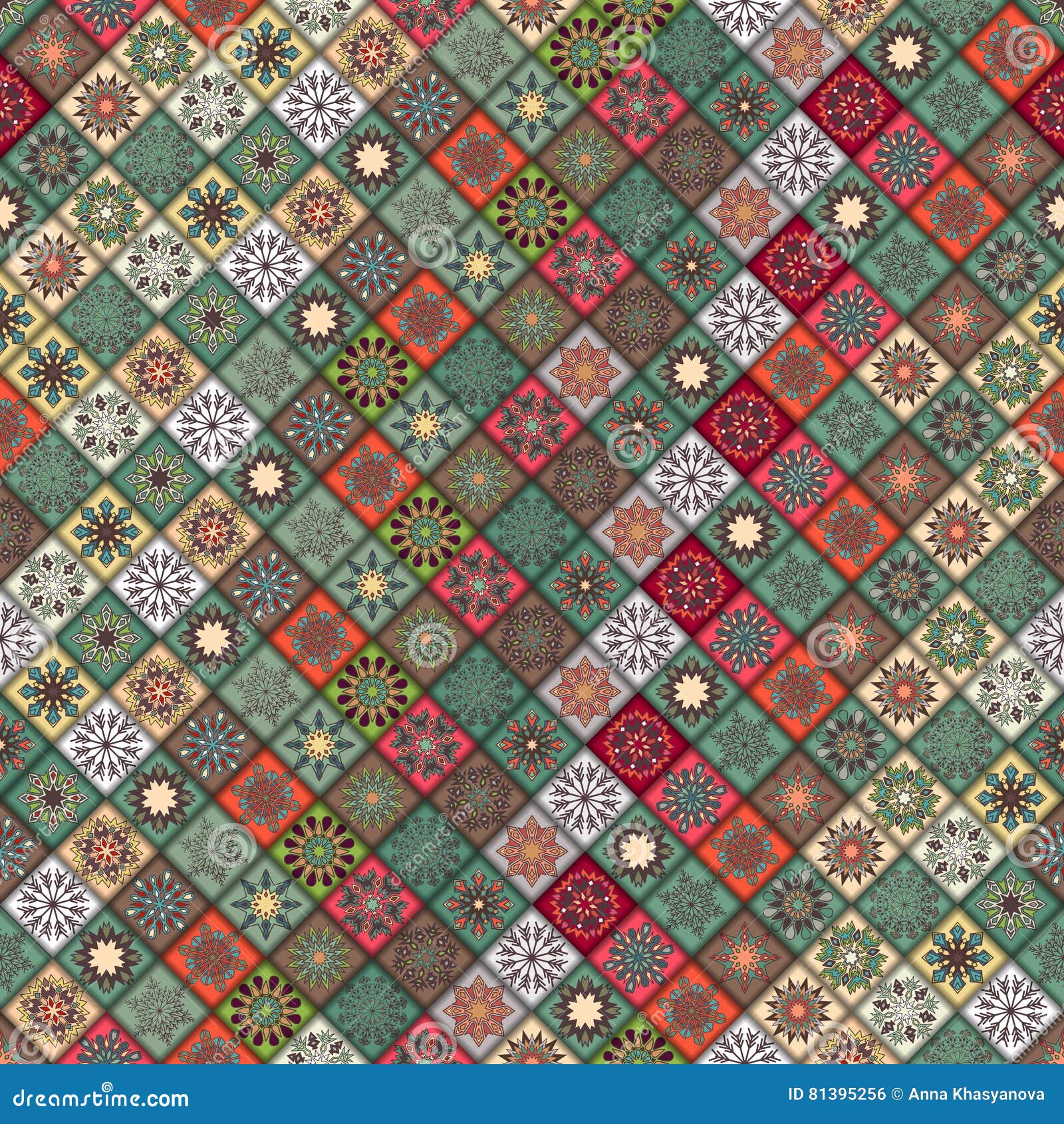 Vintage Seamless Pattern with Tile Patchwork Elements. Stock ...