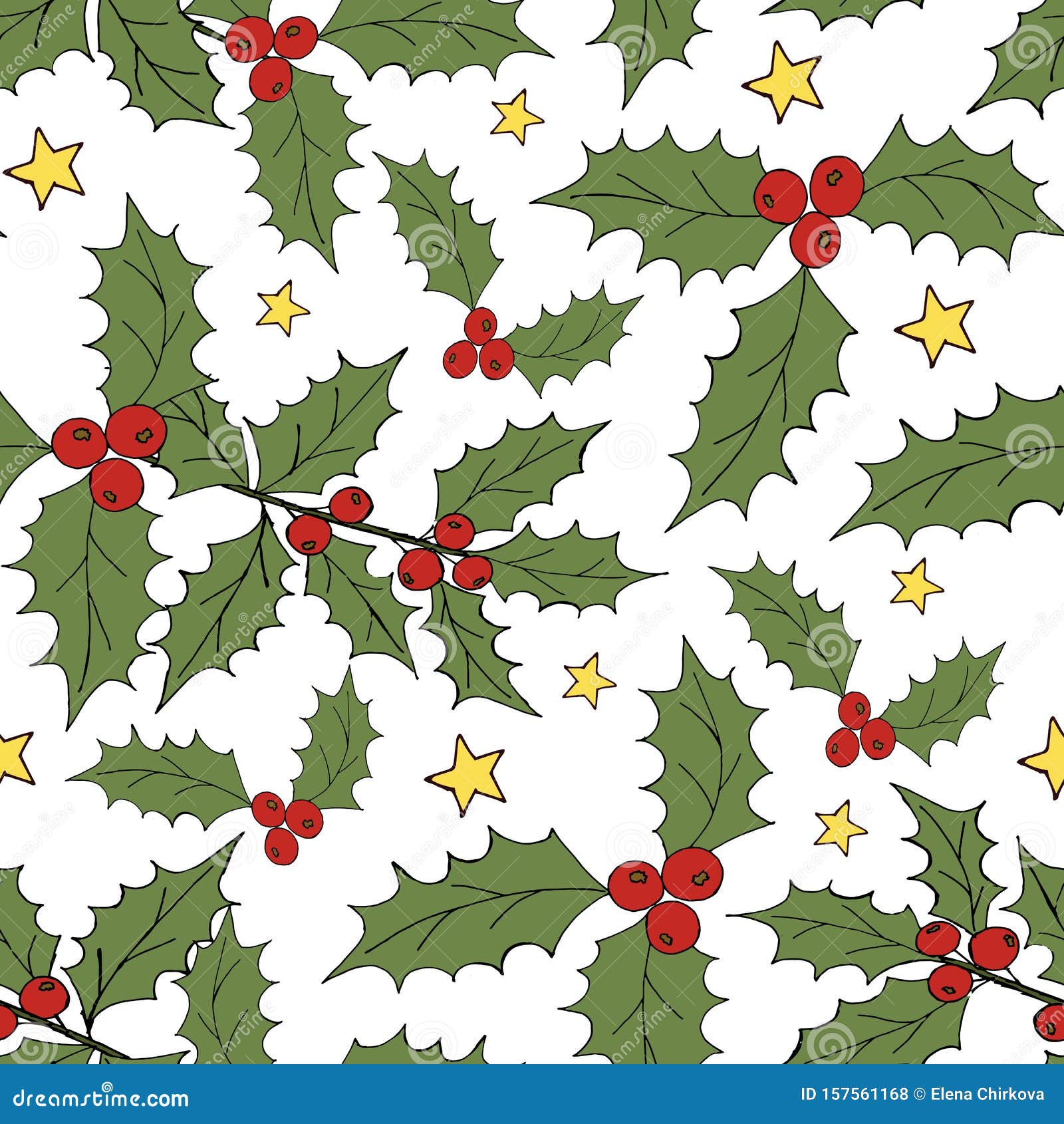 Vintage Seamless Pattern with Vector Holly Pattern for Paper Design ...