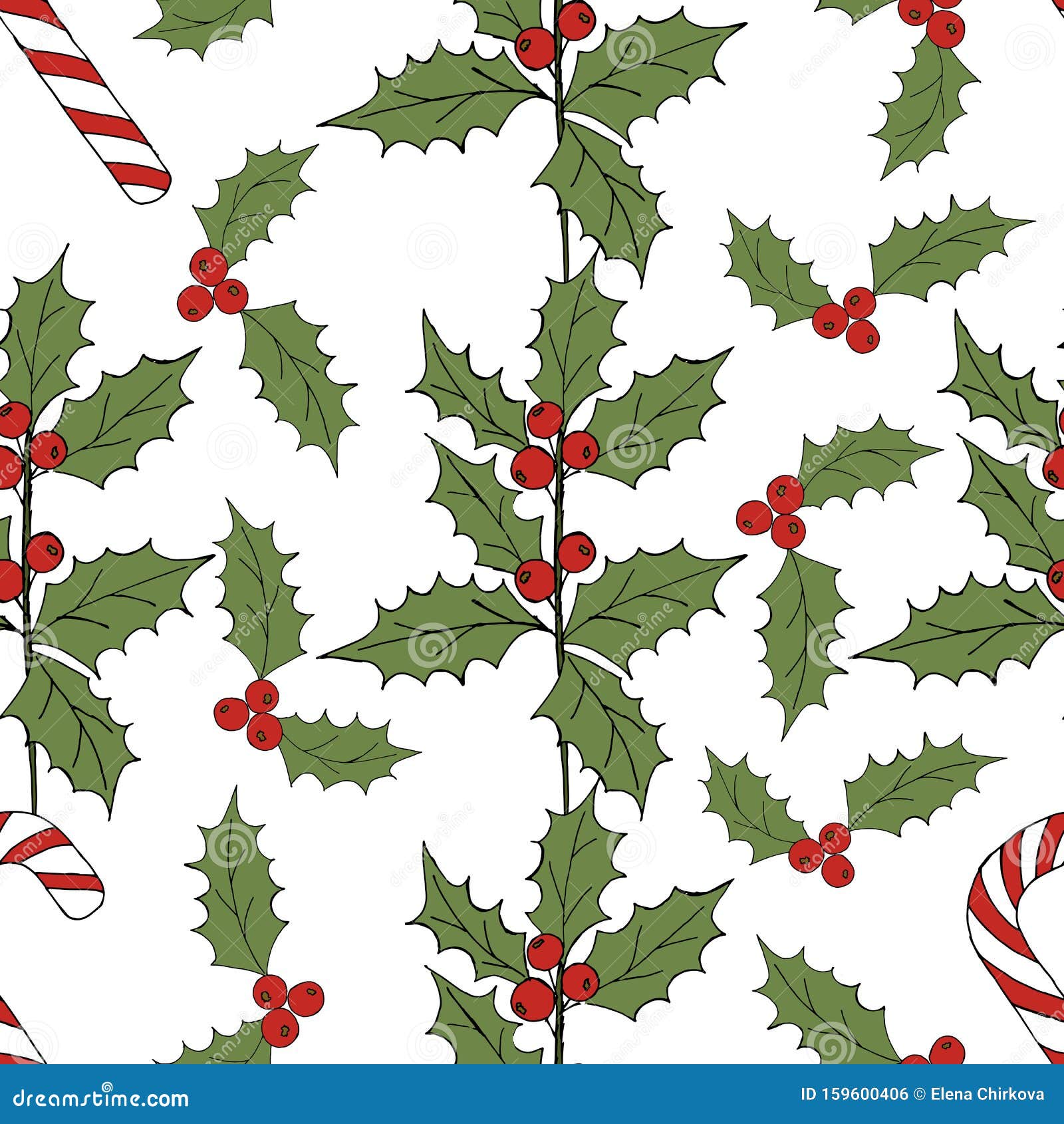 Vintage Seamless Pattern with Vector Holly Pattern for Paper Design ...