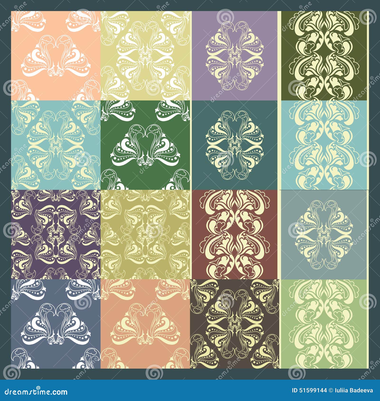 Vintage Seamless Patterns Set Stock Vector - Illustration of curled ...
