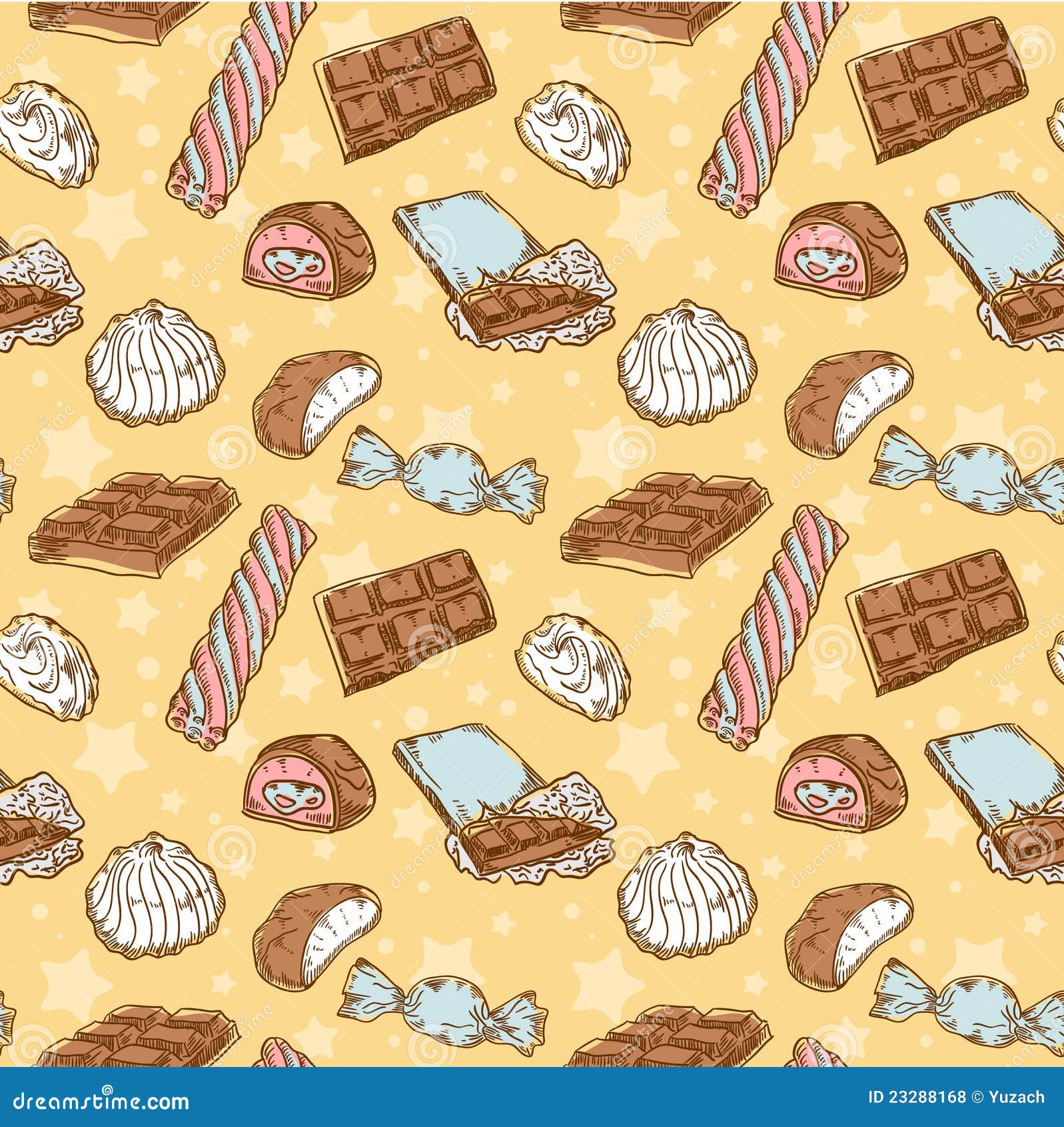 Vintage Seamless Texture With Sweets Vector Illustration ...