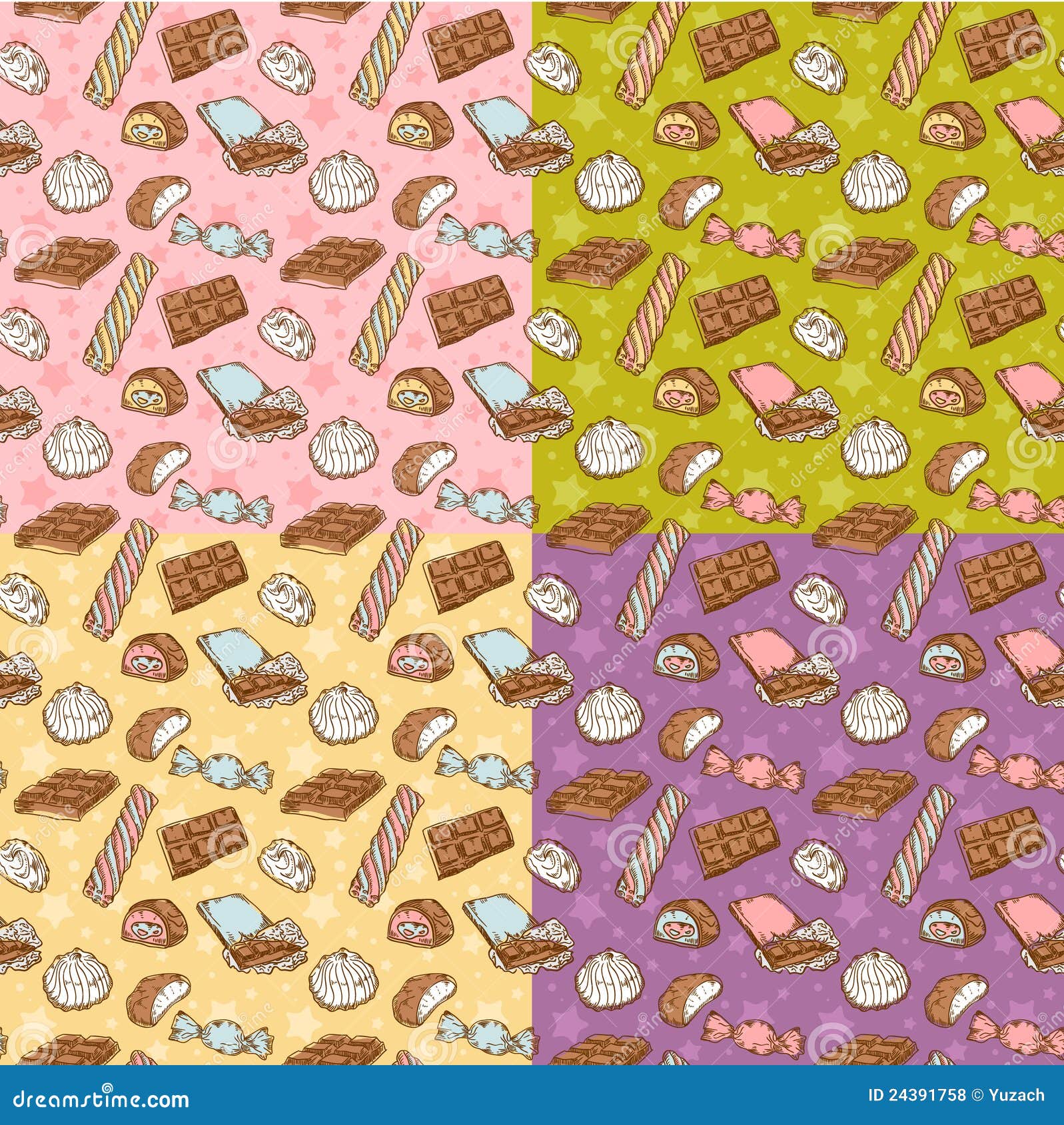 Vintage Seamless Texture with Sweets Stock Vector - Illustration of ...