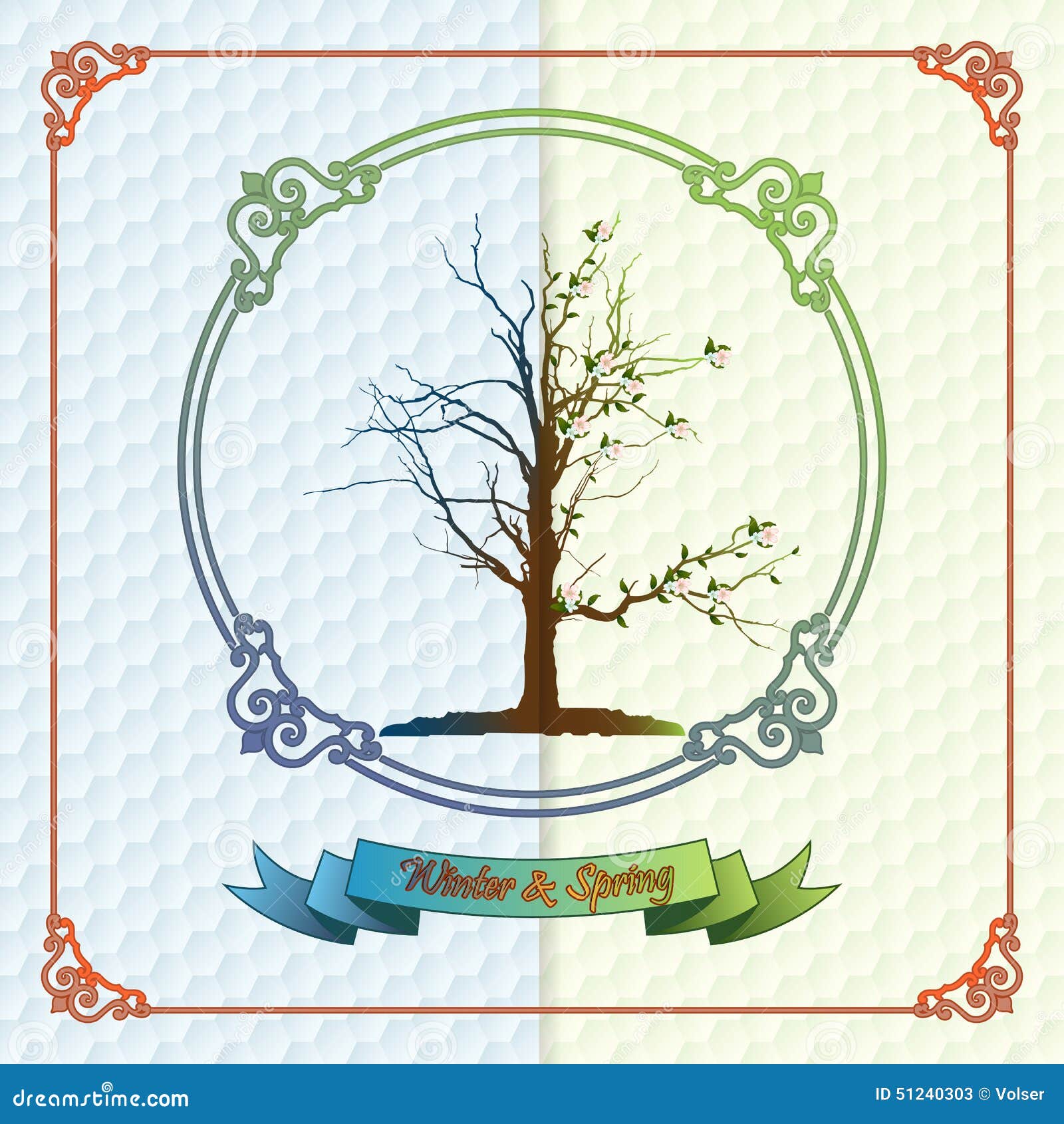 Vintage Seasons Template with Subtle Colors Change from Winter To ...